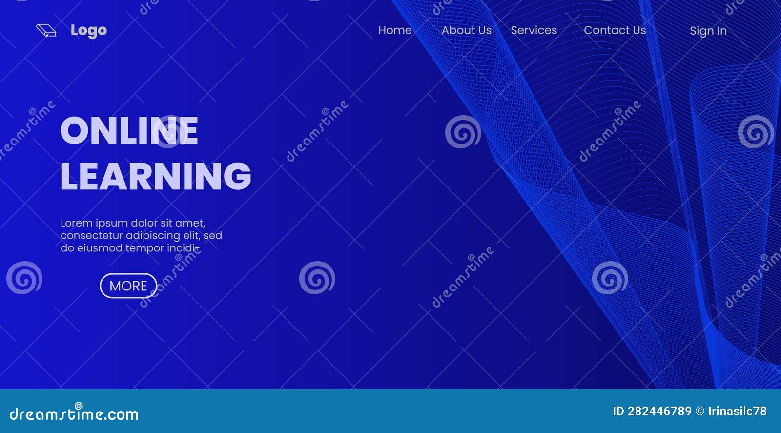 Online Education Landing Page Template. Abstract Background for E ...