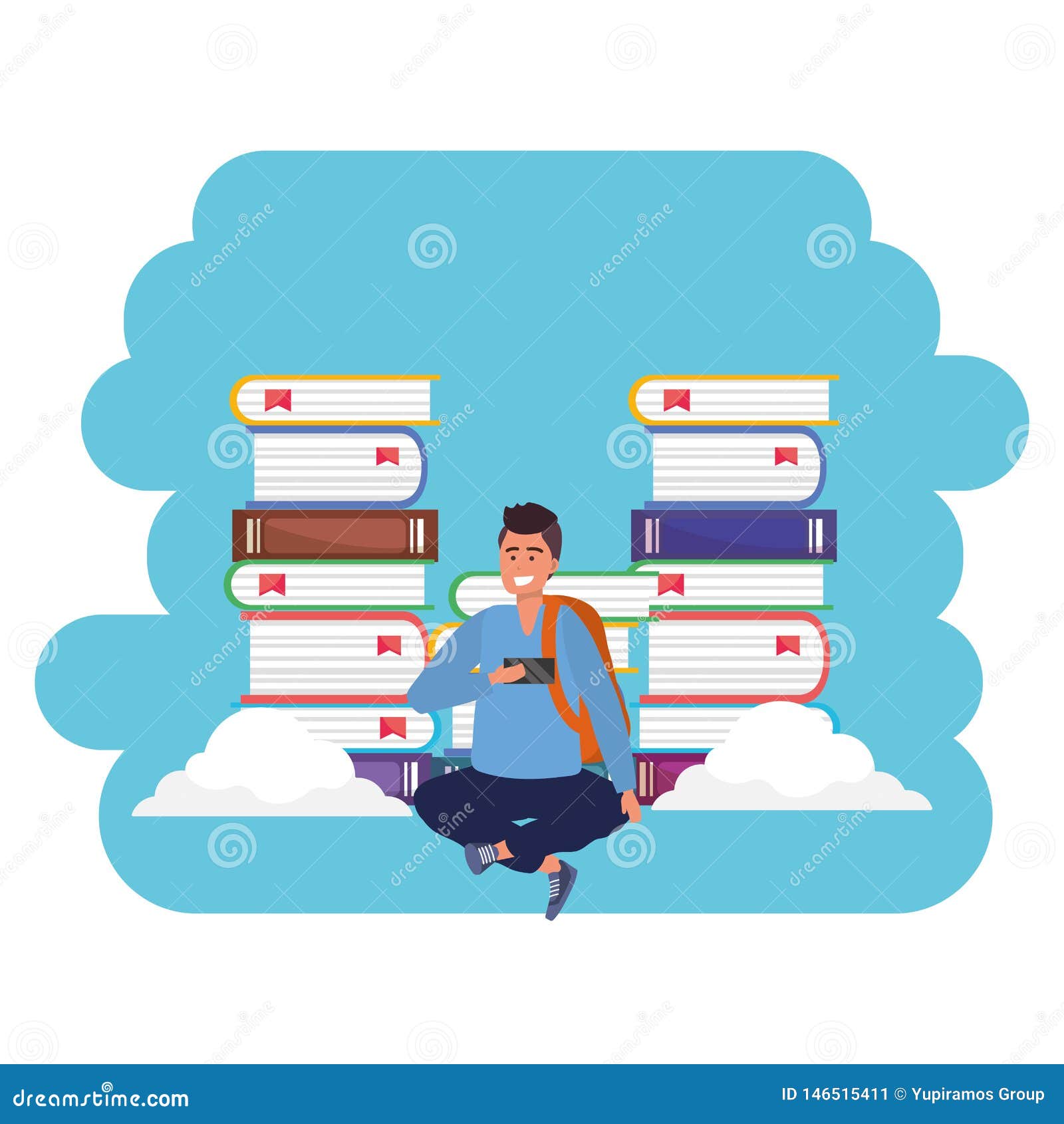 Online Education Millenial Student Book Stacks Splash Frame Stock ...