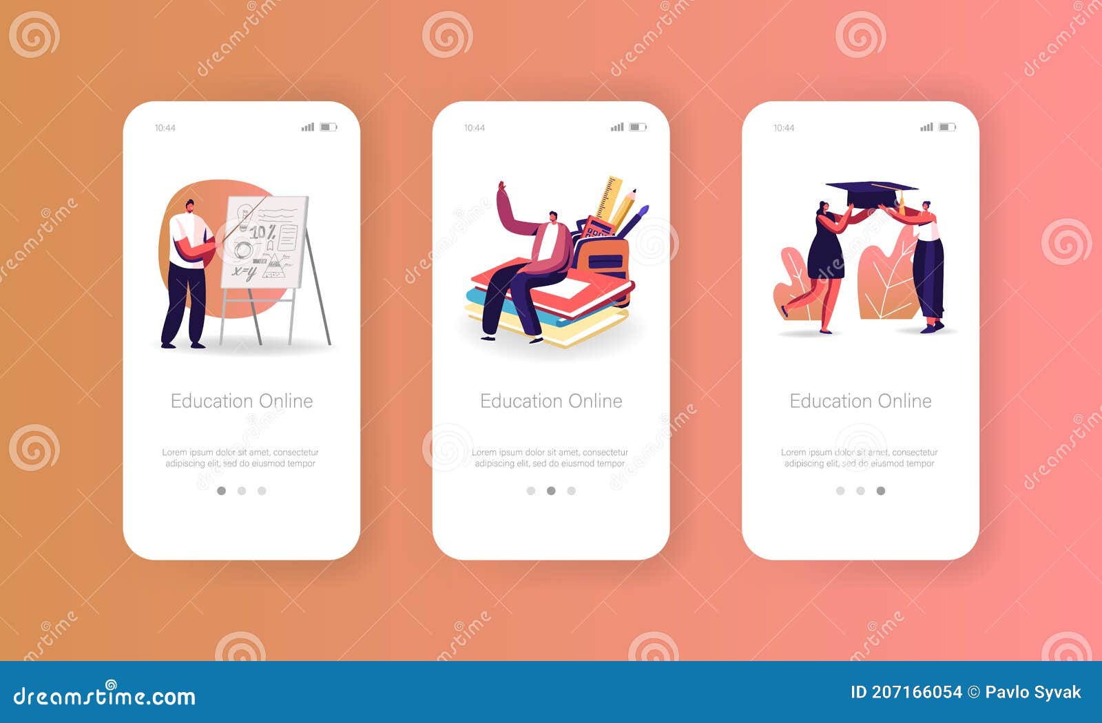 Online Education Mobile App Page Onboard Screen Template. Characters ...