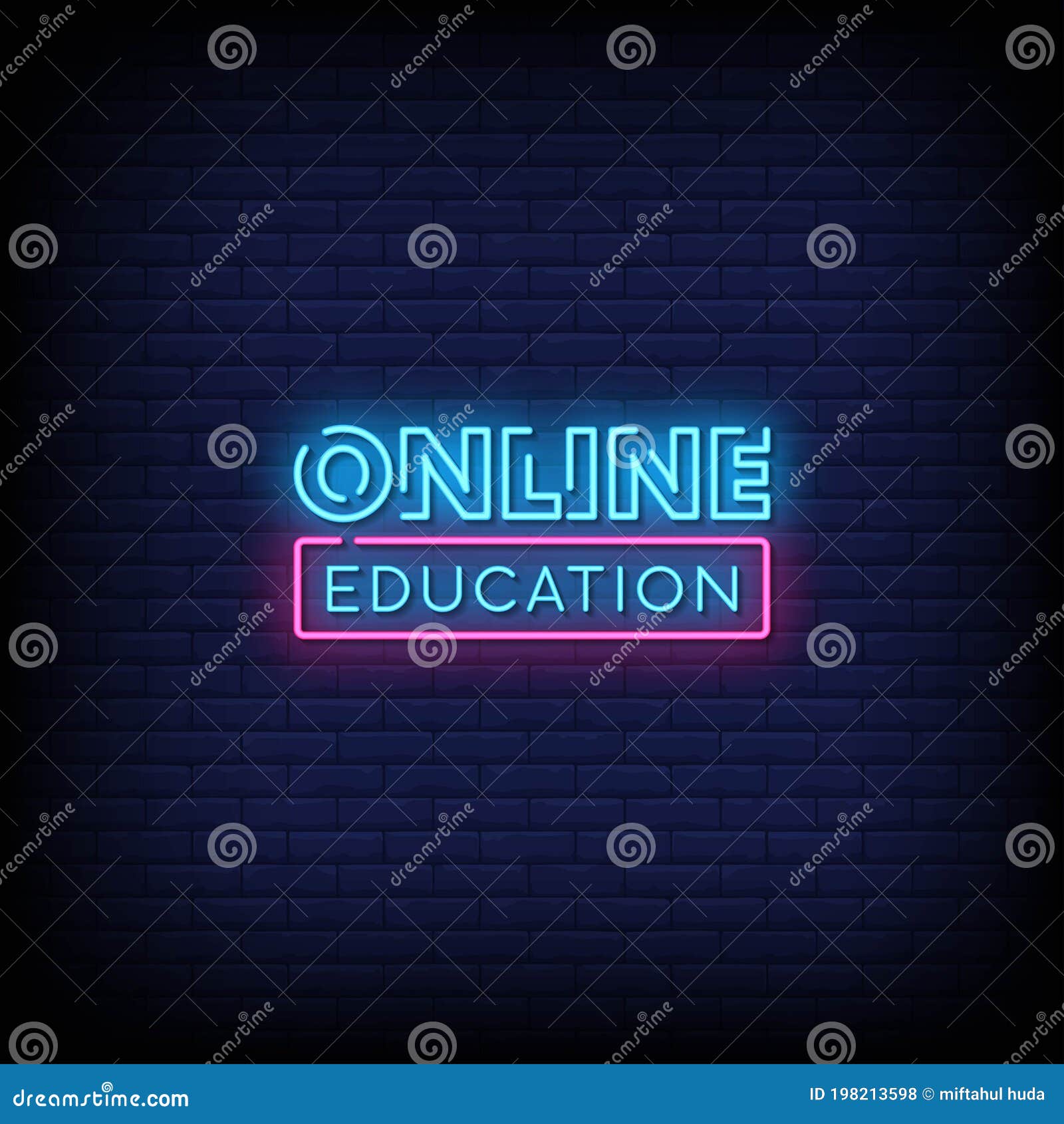 Online Education Neon Signs Vector Stock Vector - Illustration of ...