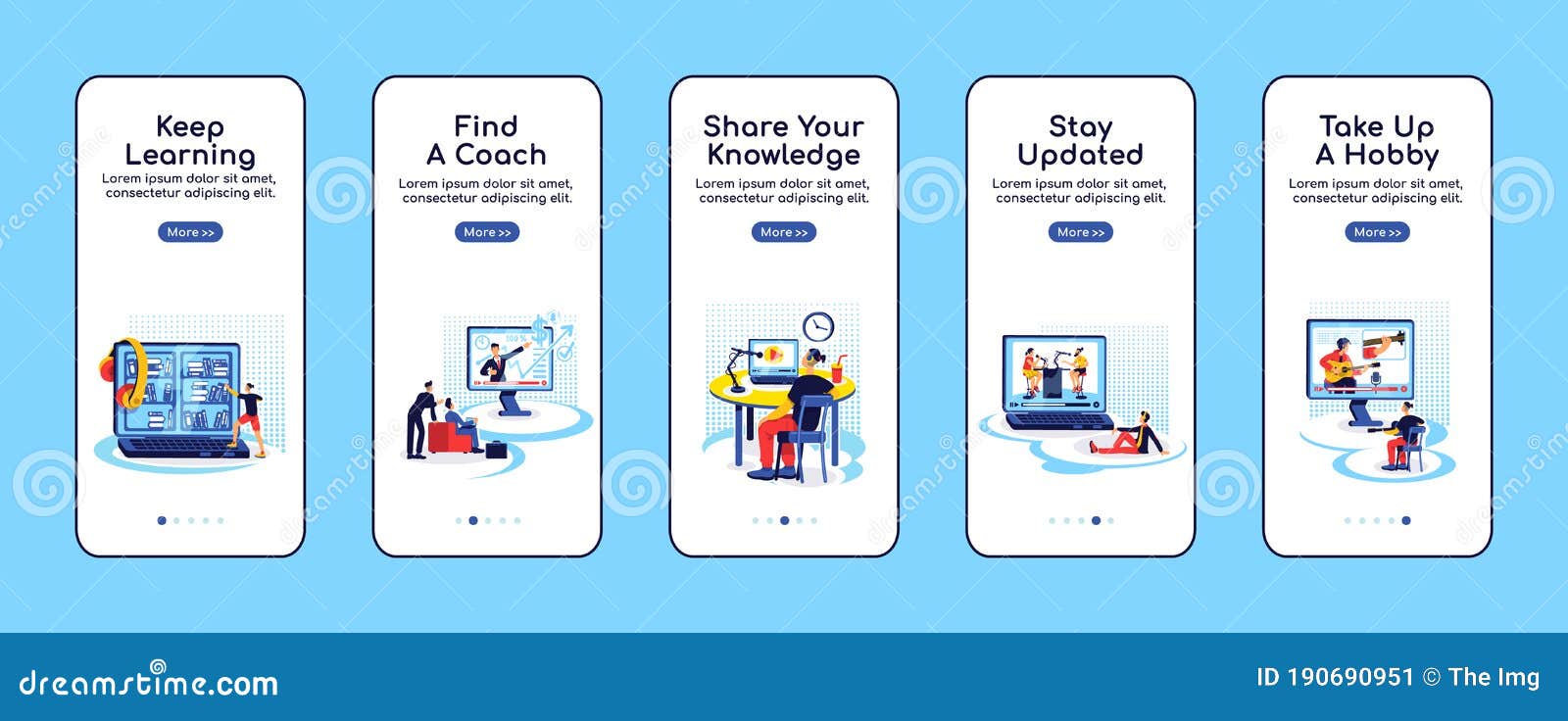 Online Education Onboarding Mobile App Screen Flat Vector Template Stock Vector - Illustration ...