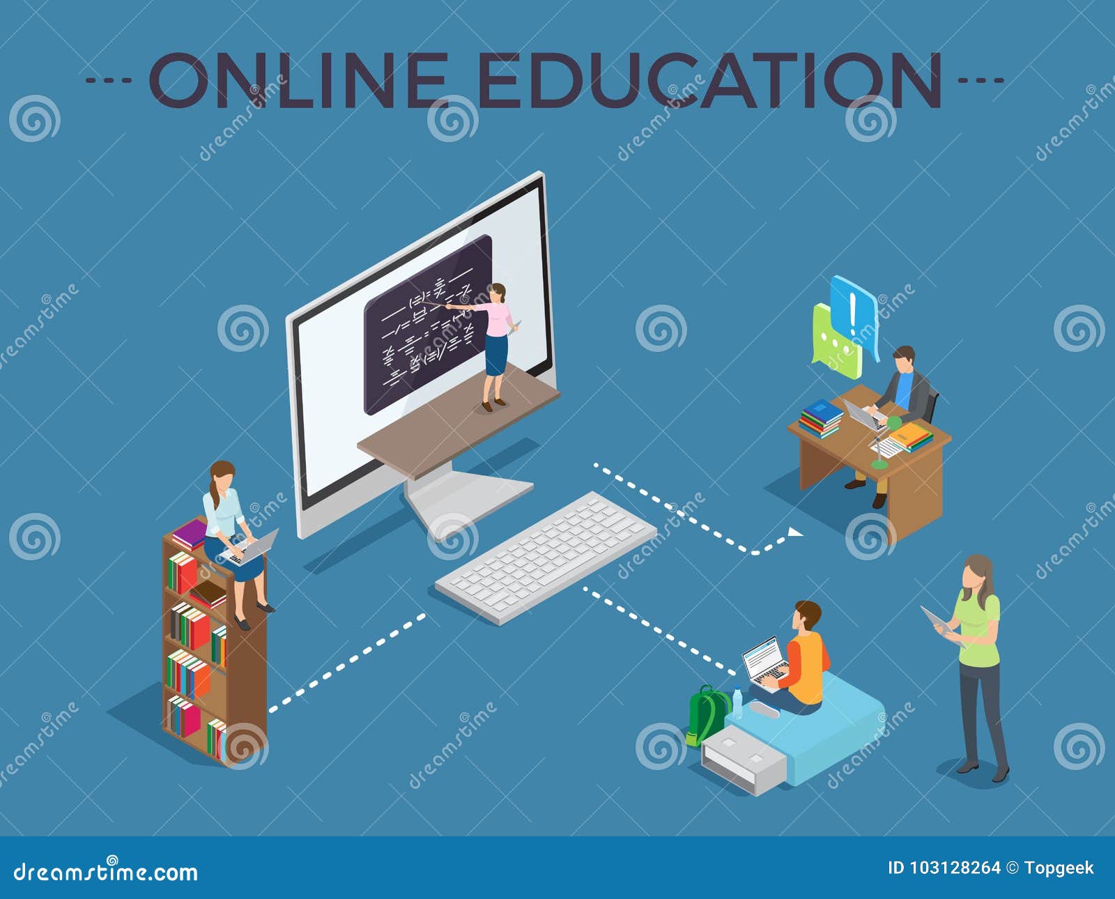 Online Education Process Template Vector Poster Stock Vector ...