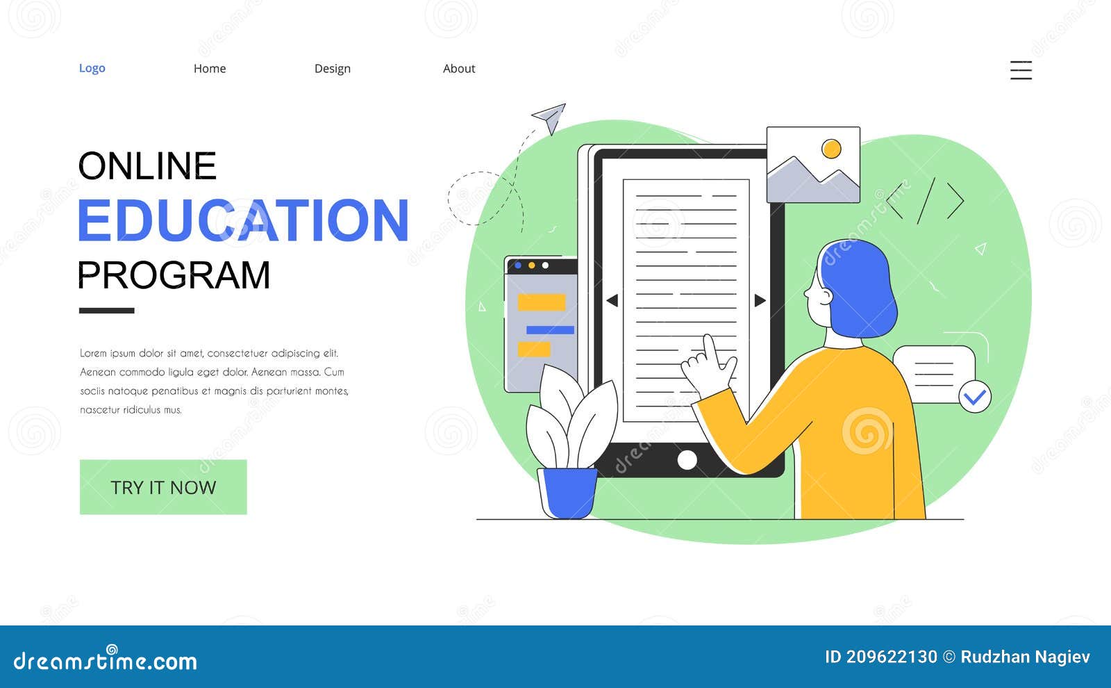 Online Education Program Concept Stock Vector - Illustration of male ...