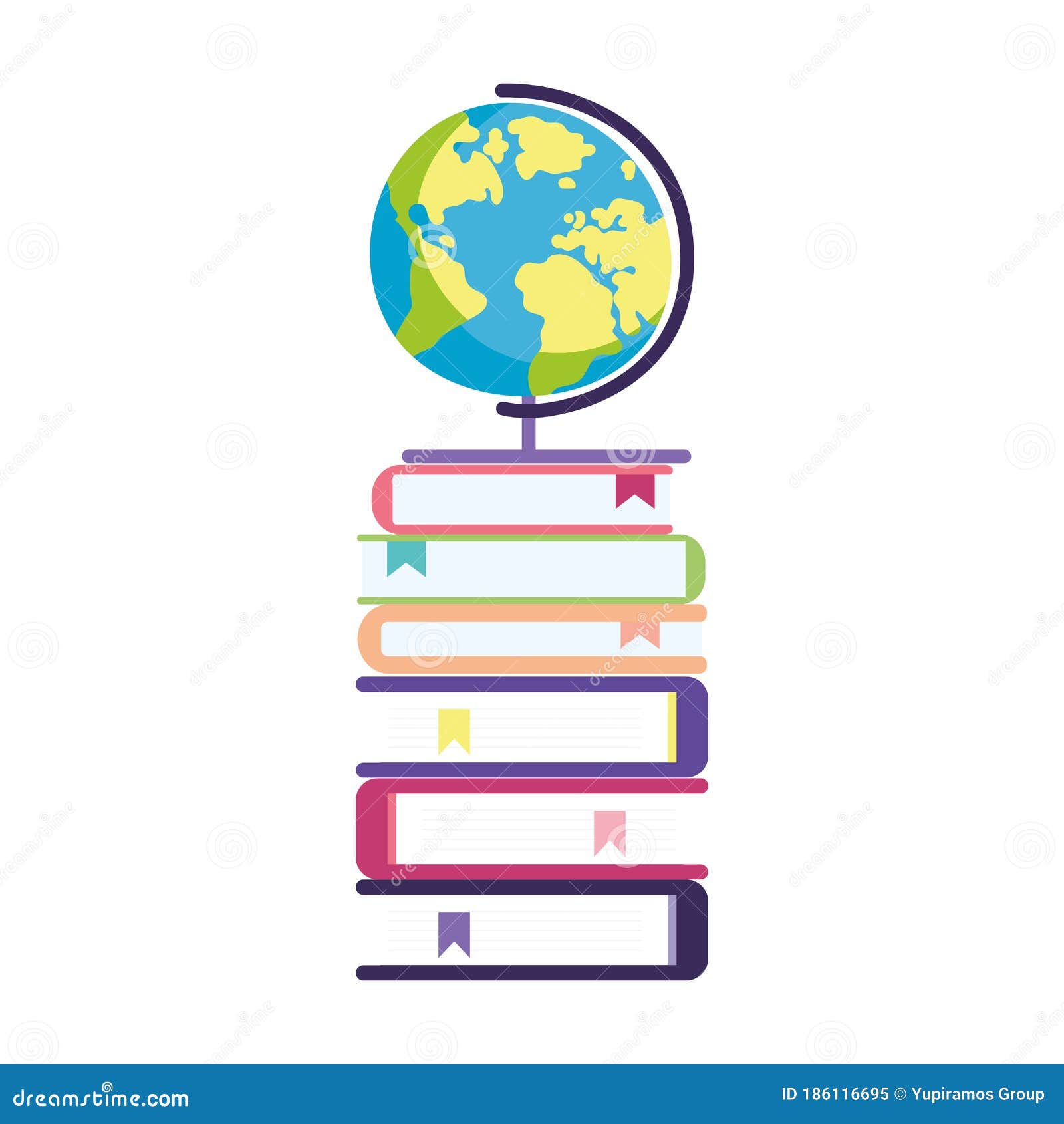 Online Education School Globe on Books Stacked Homework Stock Vector ...