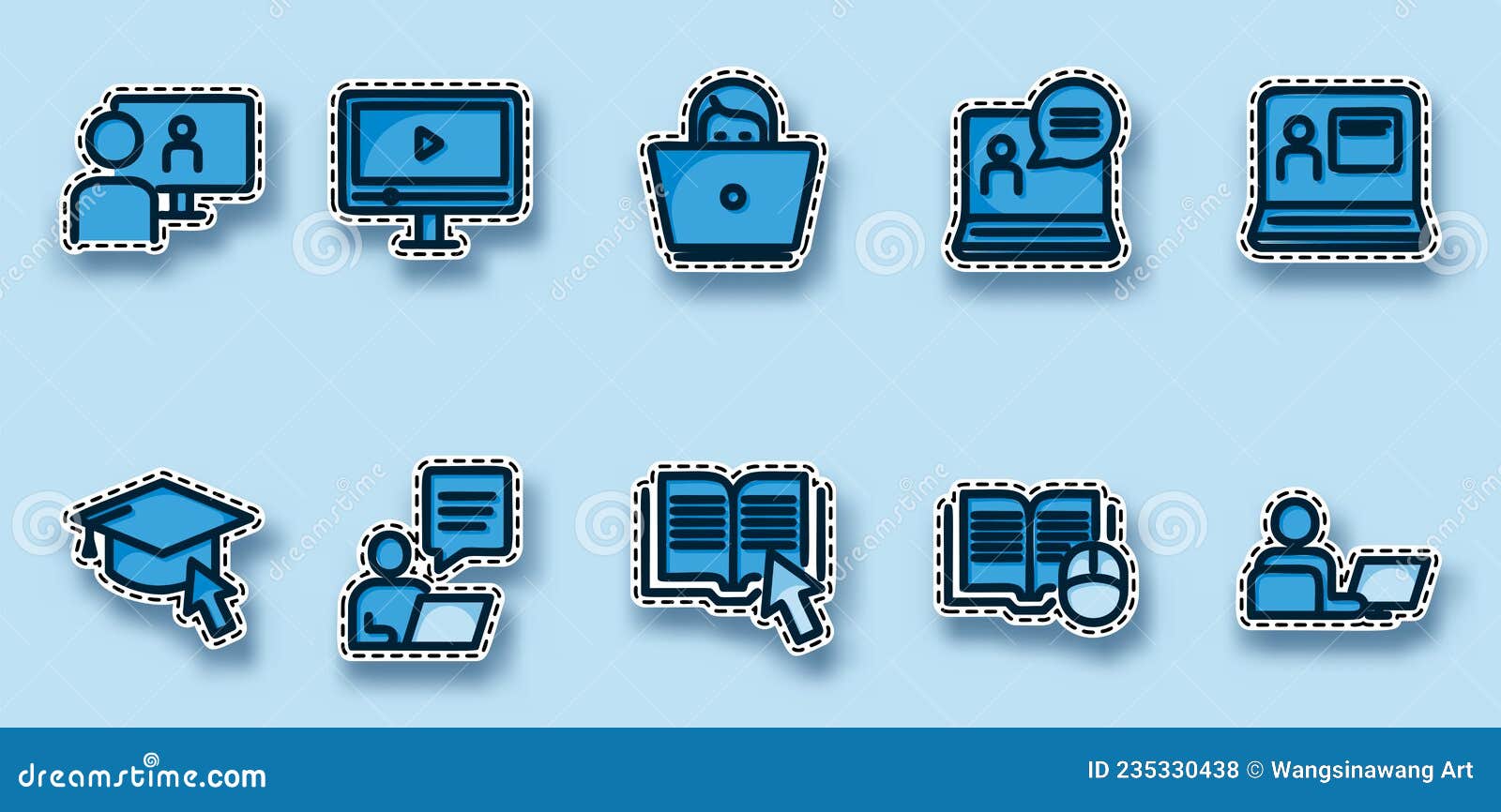 Online Education School Sticker Vector Illustration Isolated Background ...