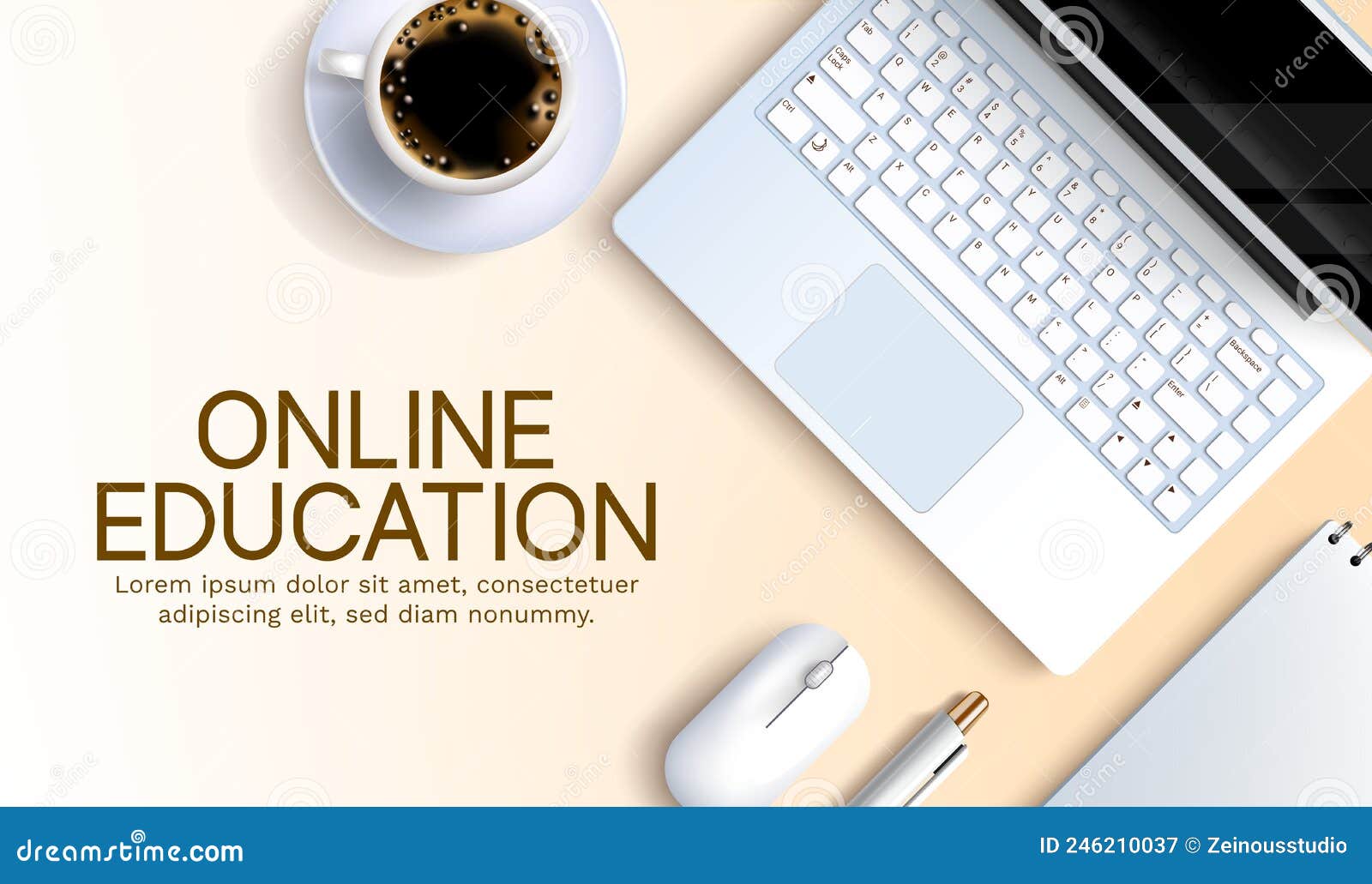 Online Education School Vector Background Design. Online Education Text ...