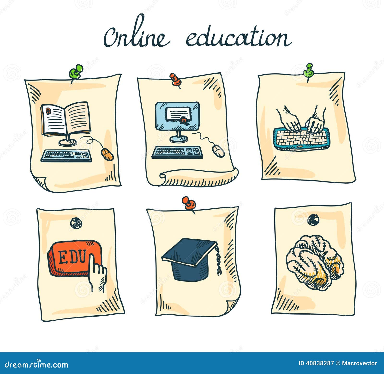 Online Education Sticker Set Stock Vector - Illustration of class ...