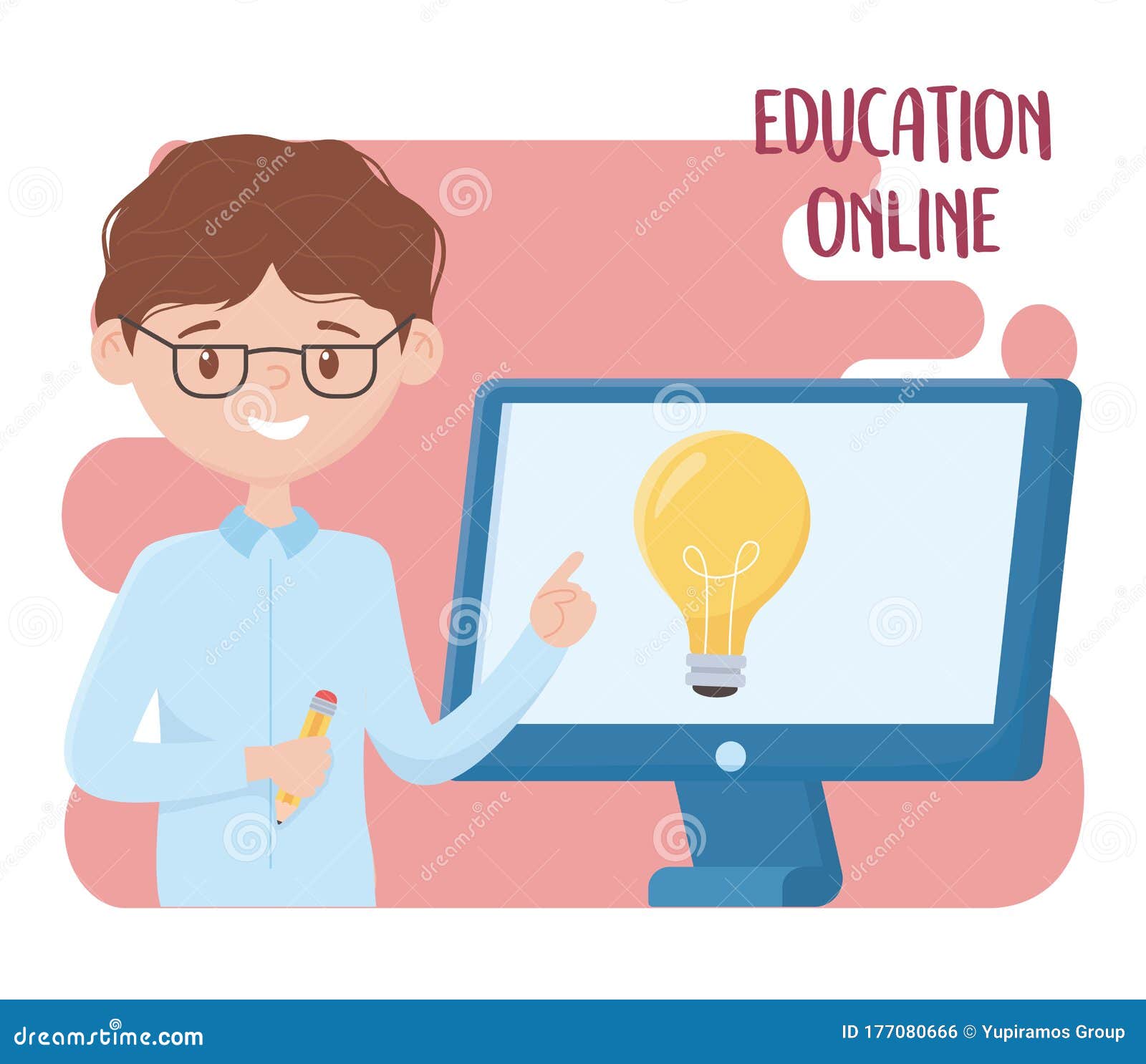 Online Education, Teacher Teaching Lesson with the Computer Stock ...