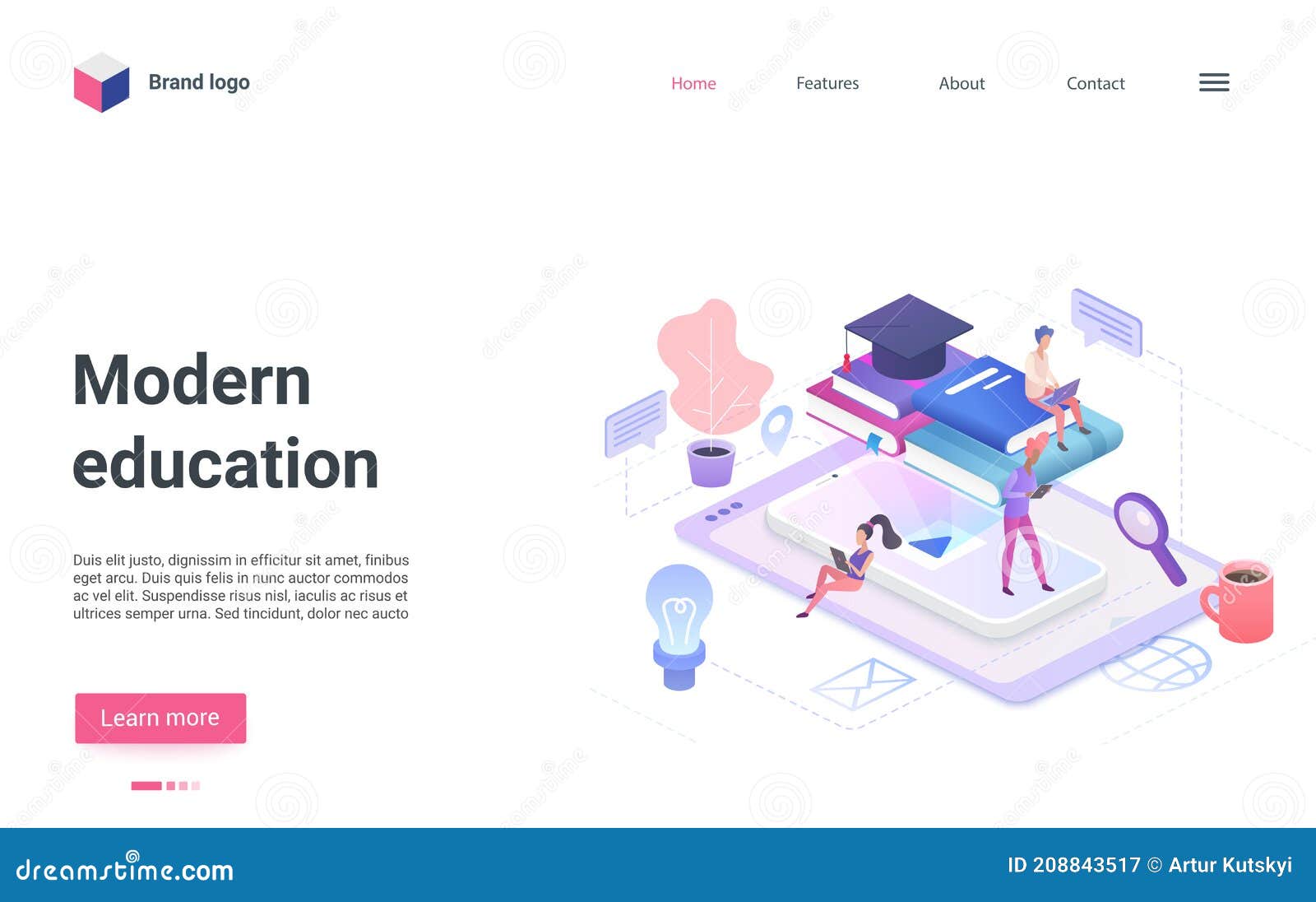 Learning Man Watching Lesson, Webinar Online. Student Character In ...