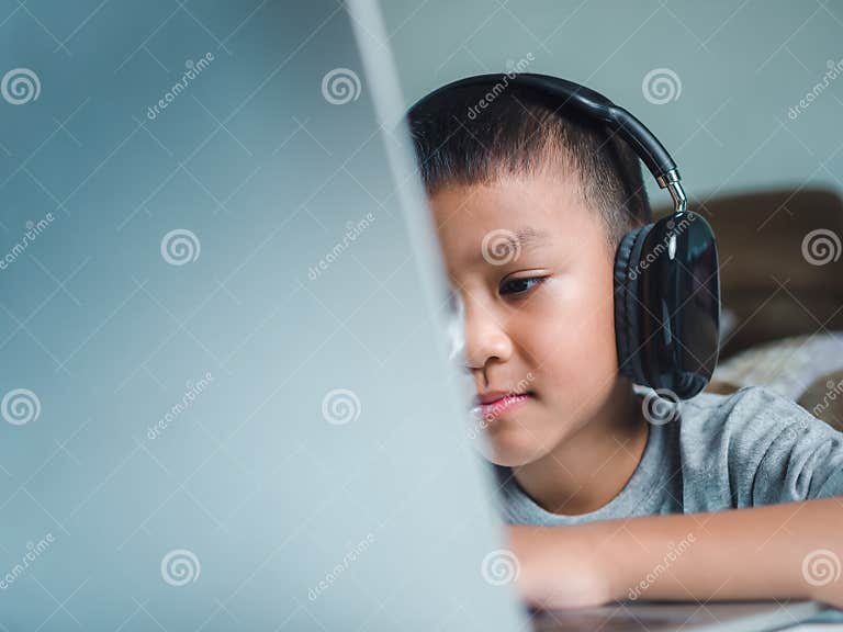 Online Education, Technology Studying at Home Using Laptop Computer ...