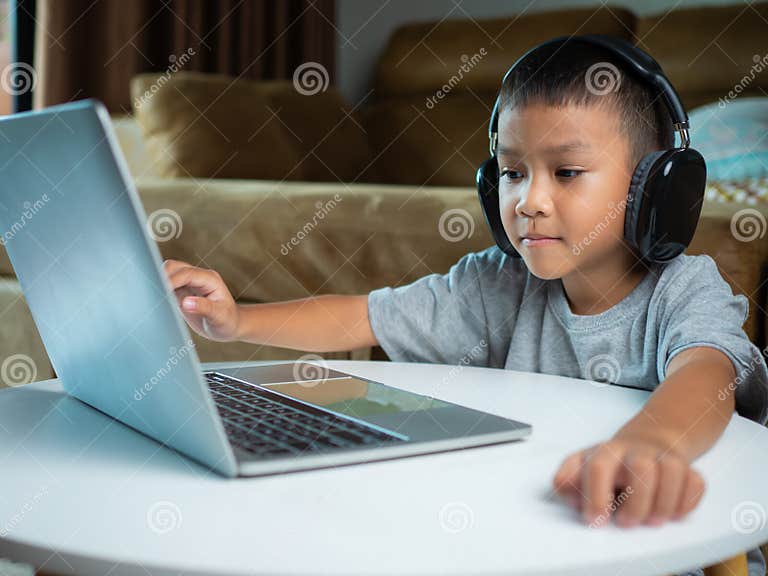 Online Education, Technology Studying at Home Using Laptop Computer ...