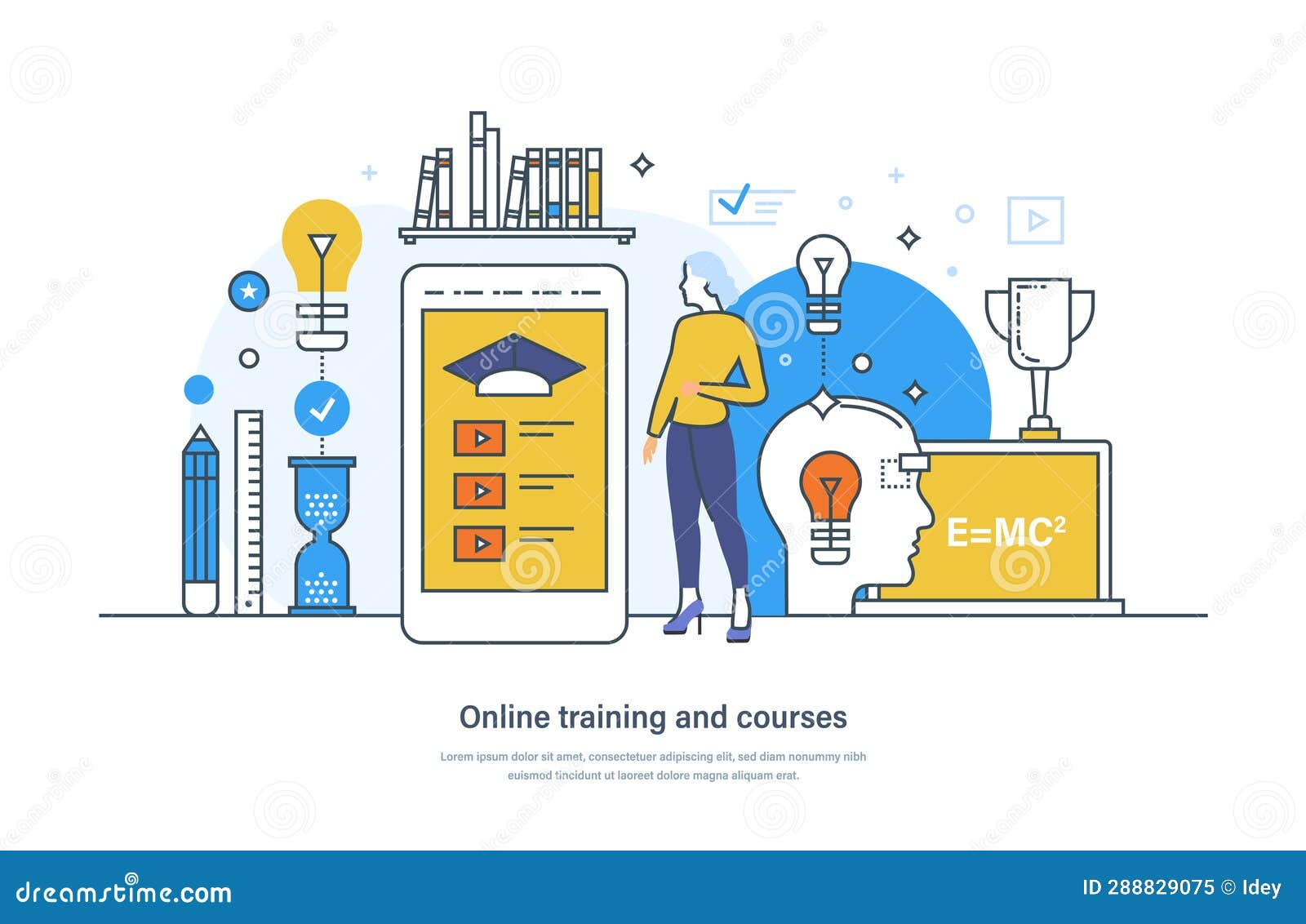 Online Education, Training and Courses, E-learning, Concept Banner. E ...