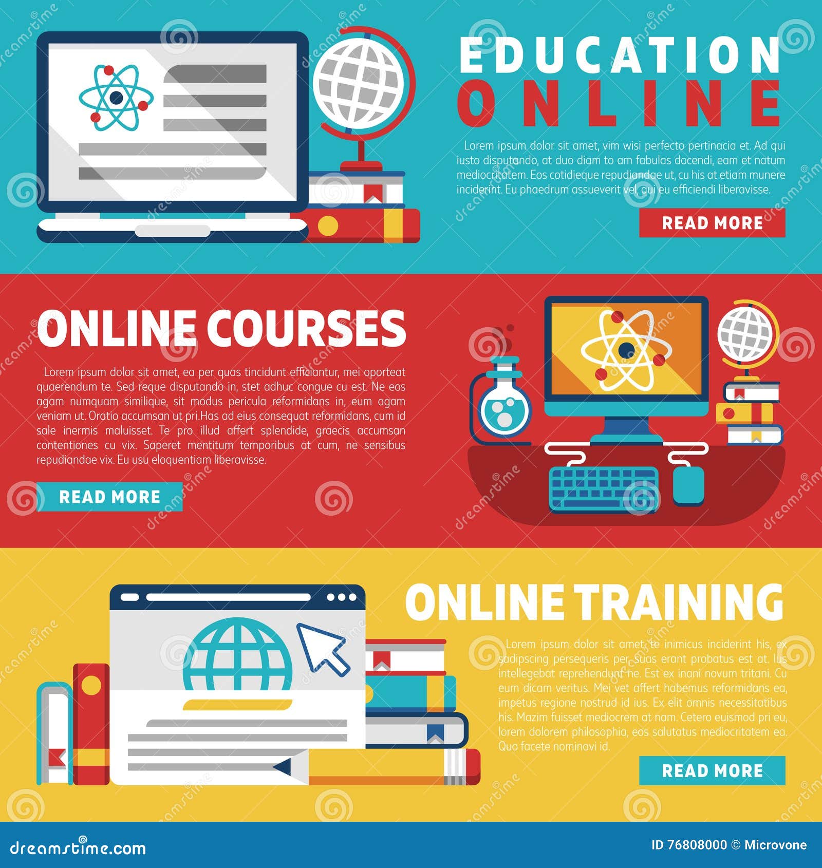Online Education Training Courses or Webinars Banners Stock Vector ...
