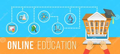 Online Education Using Computer Flat Concept Stock Vector ...