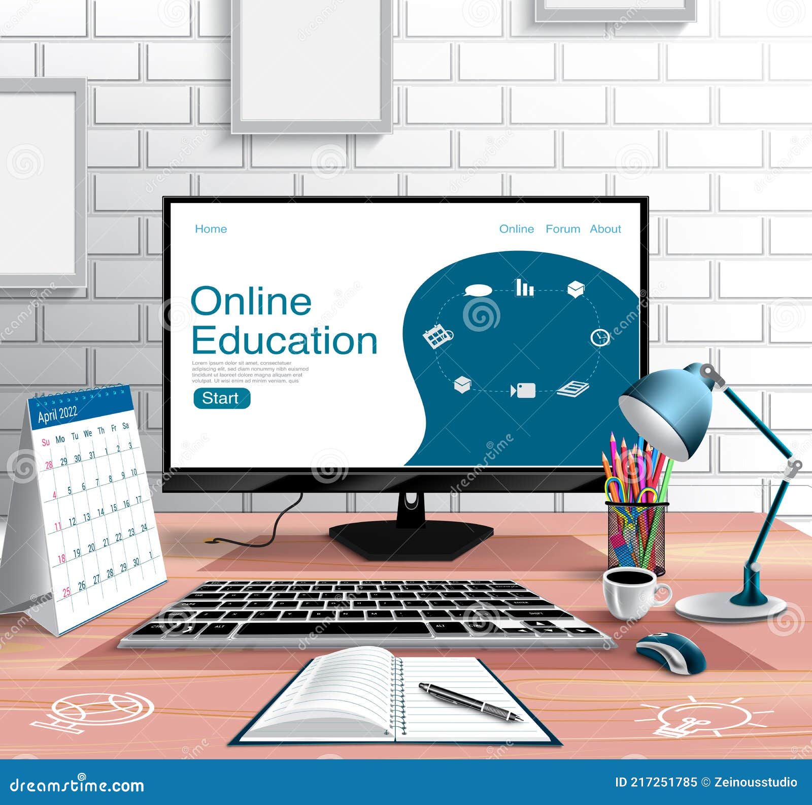 Online Education Vector Banner Design. Online Education Text in ...