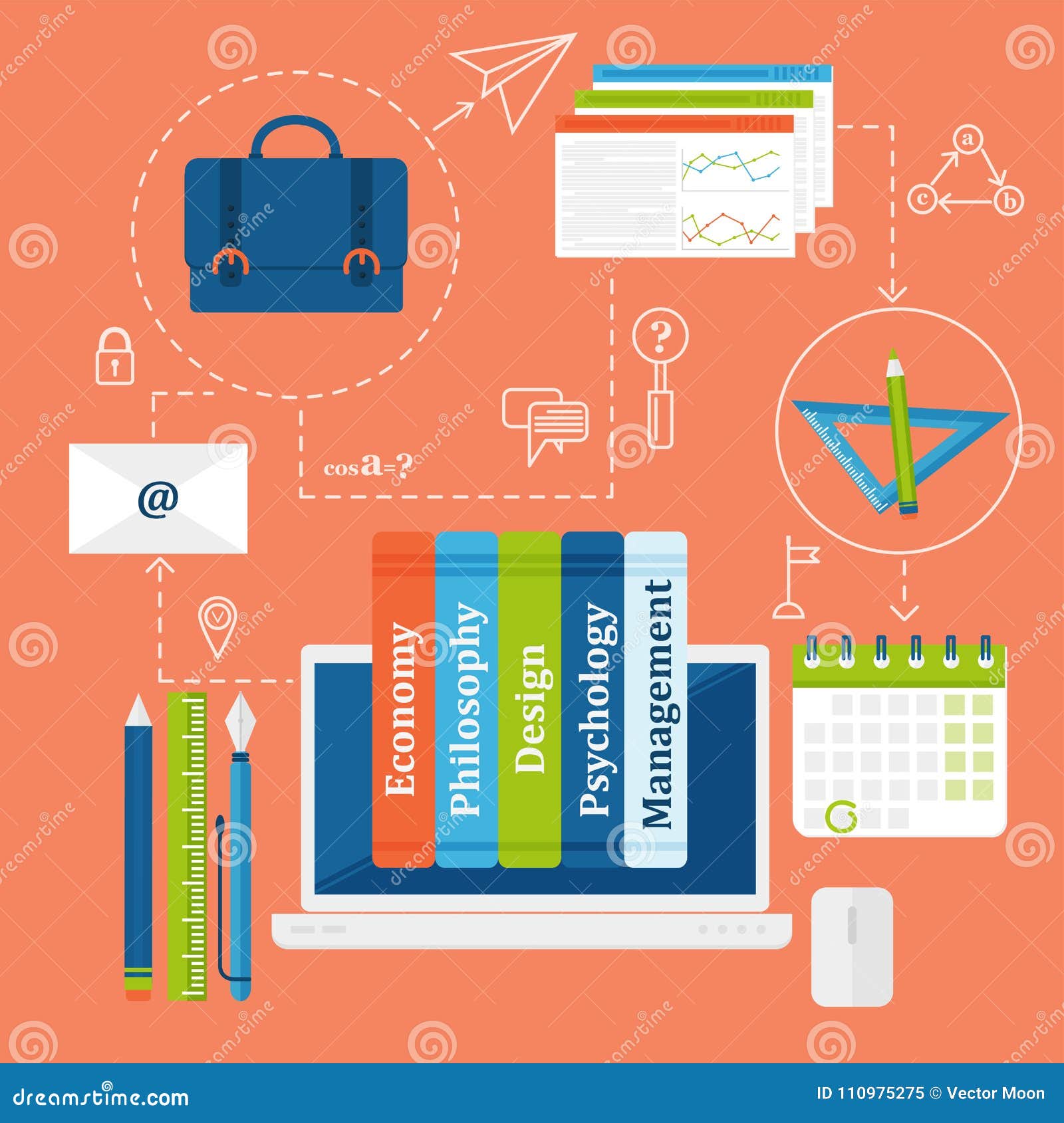 Knowledge Owl Illustration Vector | CartoonDealer.com #90010948