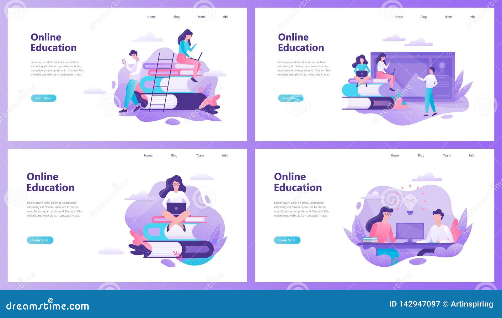 Online Education Web Banner Set. Idea of Distance Stock Vector ...