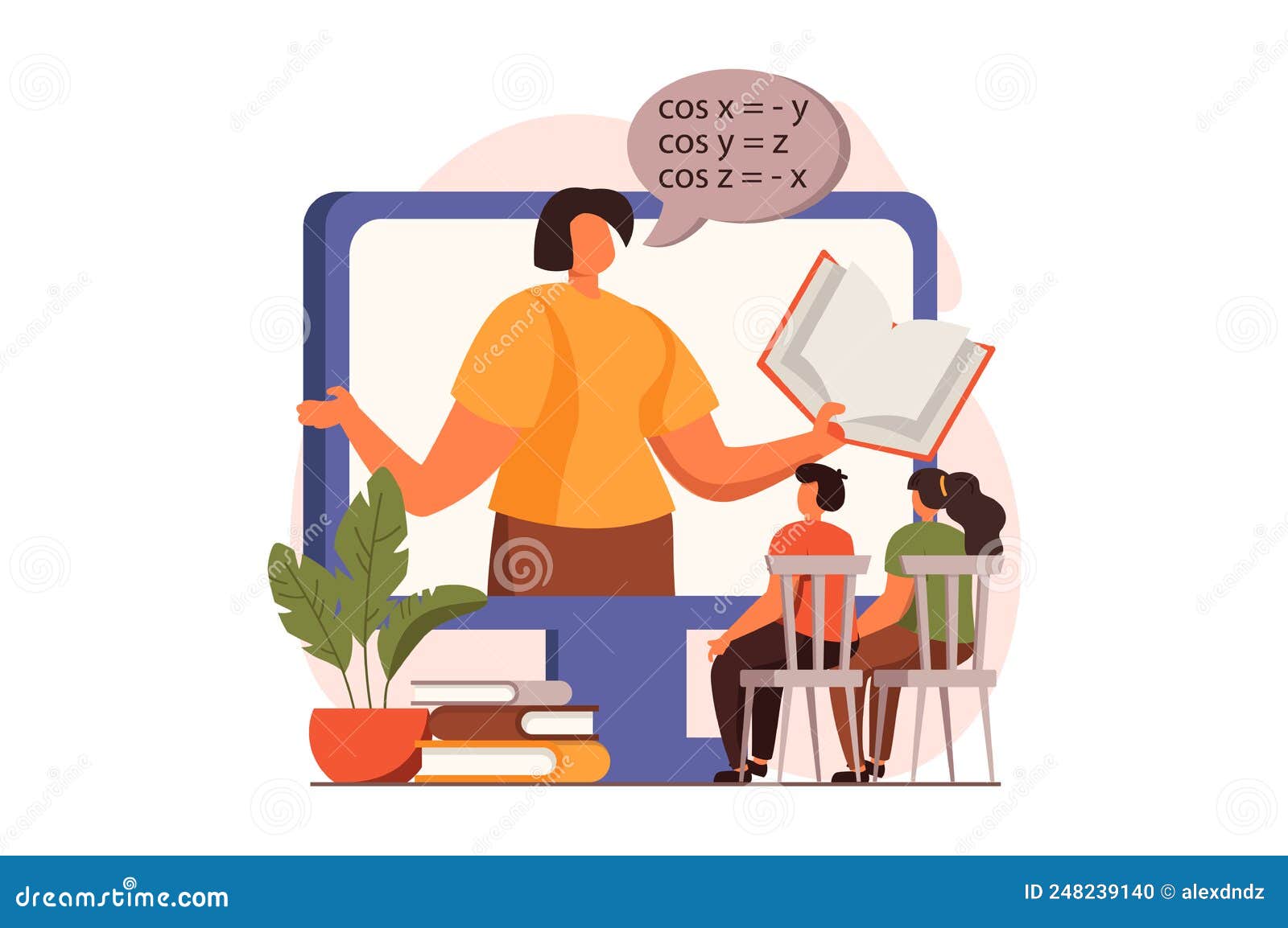 Online Education Web Concept in Flat Design. Vector Illustration Stock ...
