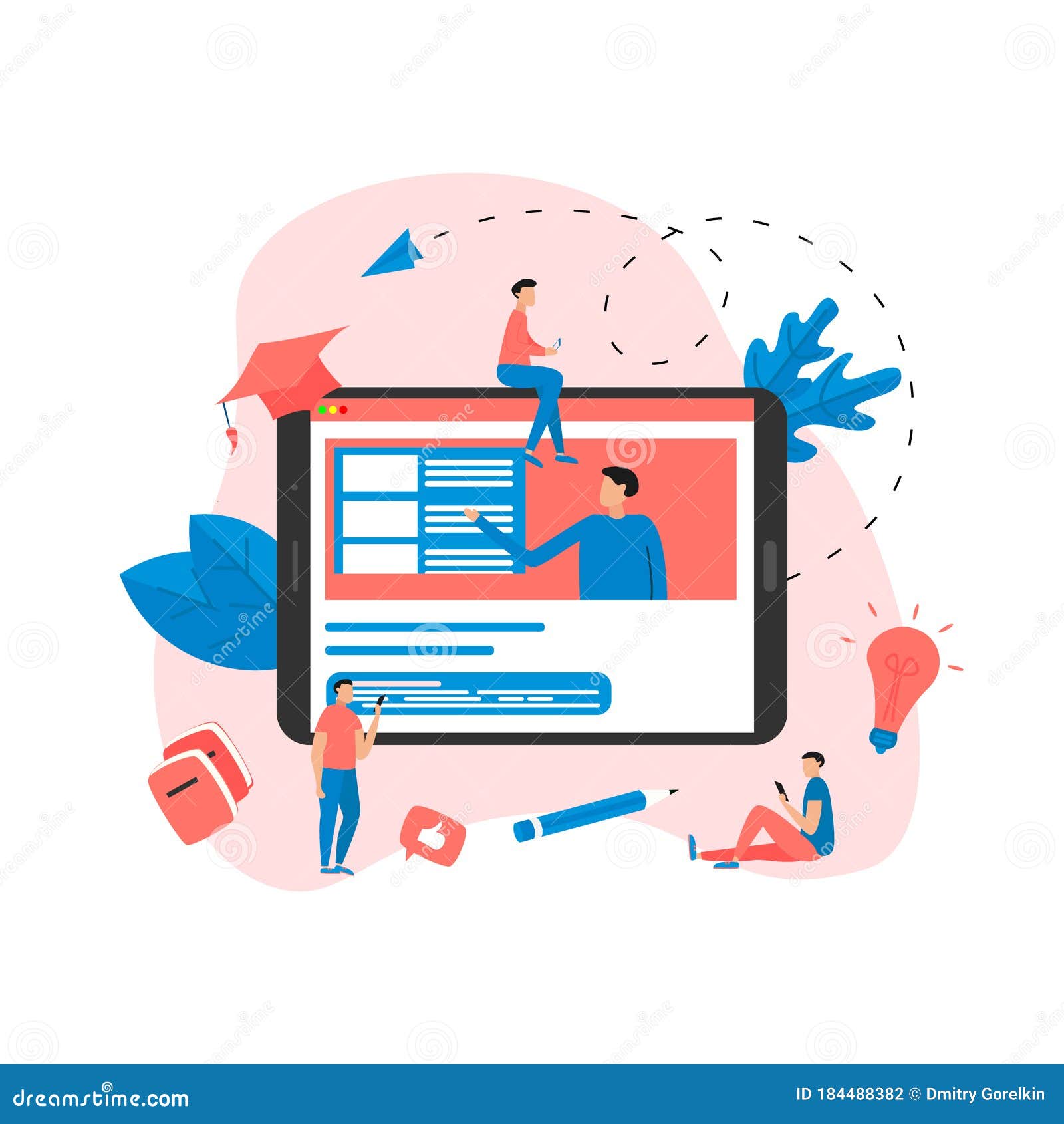 Online Education or Web Course with Distance Teacher. E-learning ...