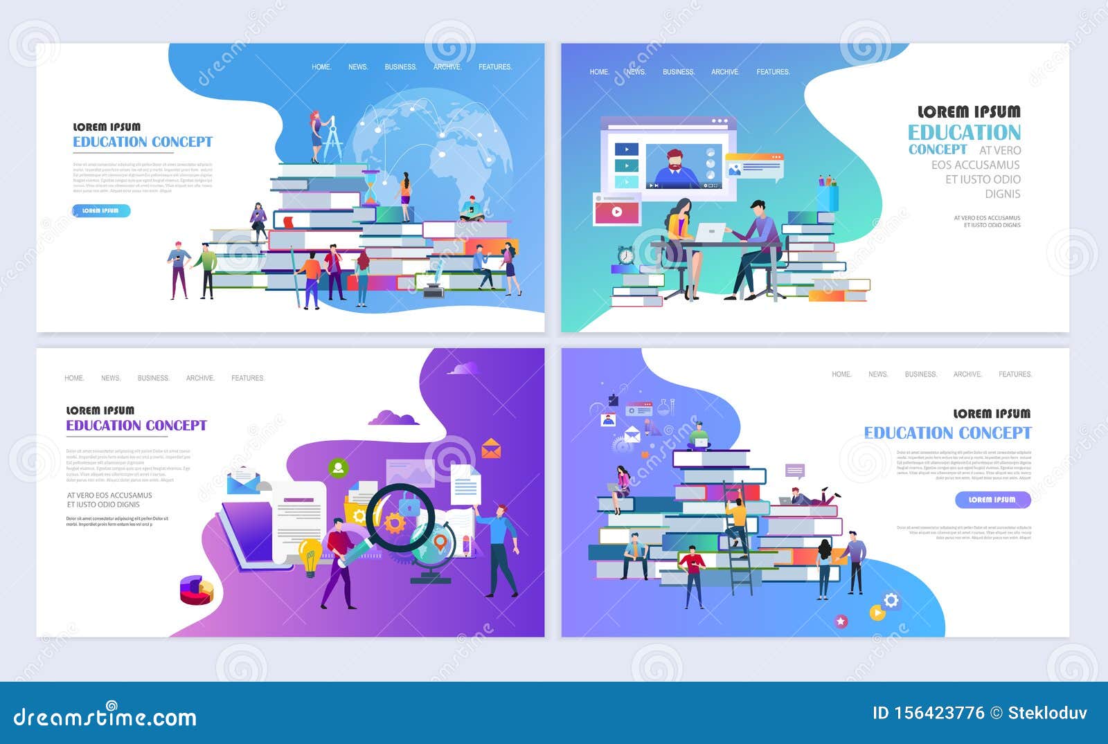 Online Education Web Page Design Stock Vector - Illustration of ...