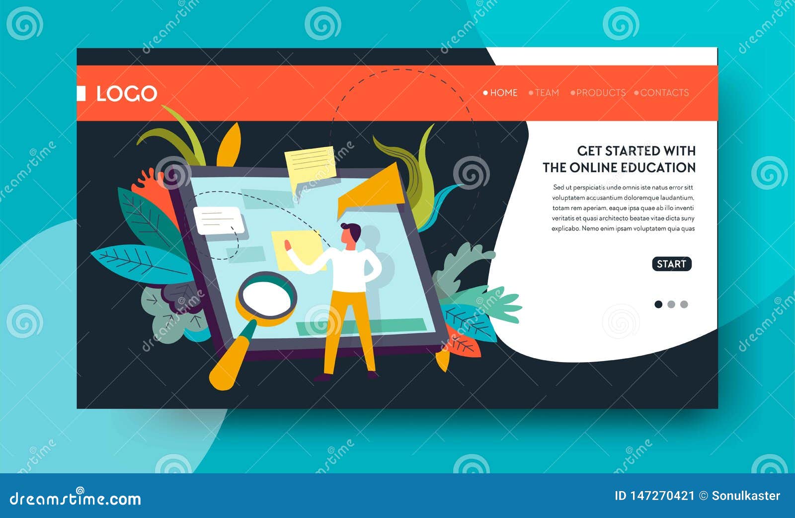 Online Education Web Page Template Studying and Learning Stock Vector ...