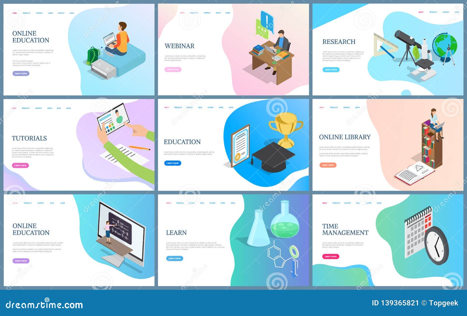 Online Education and Webinar, Time Management Stock Vector ...