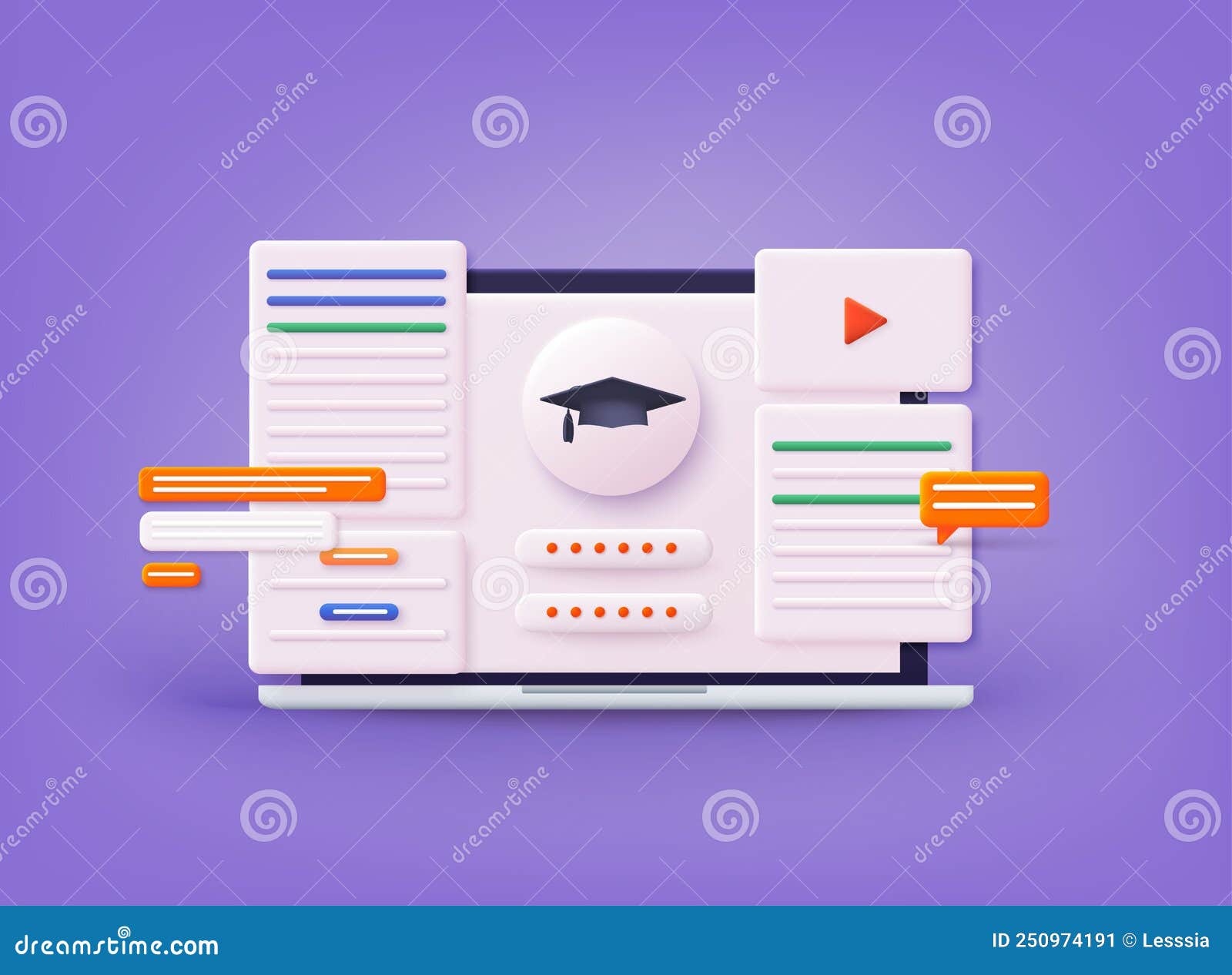 Online Education on Website. Application Learning. Computer with Open ...