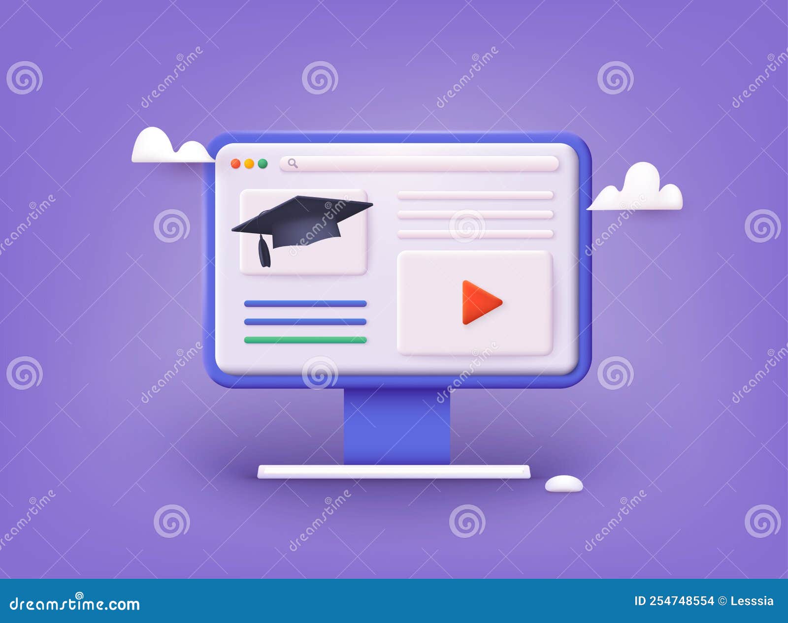 Online Education on Website. Application Learning. Computer with Open ...