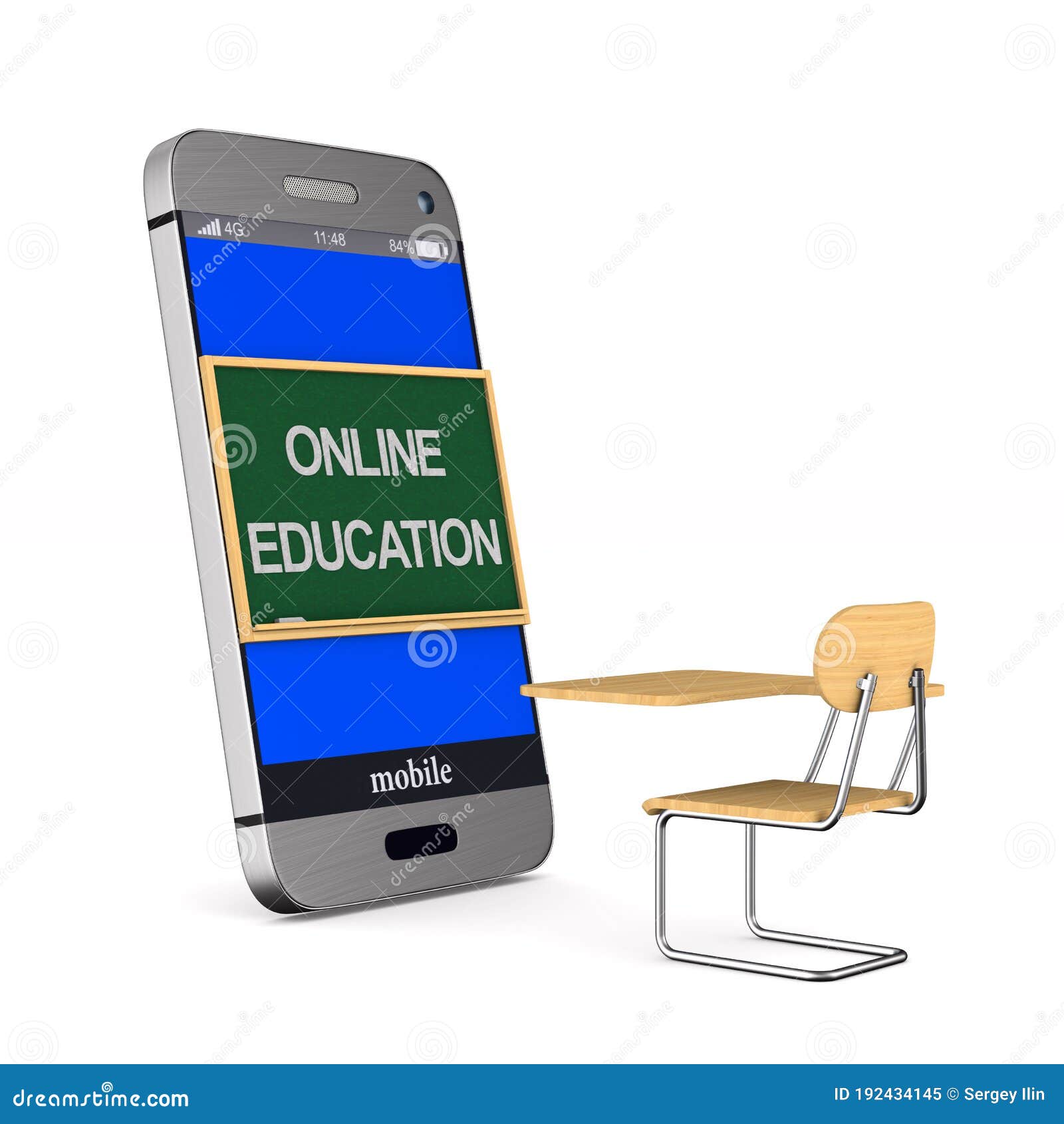 Online Education on White Background. Isolated 3D Illustration Stock ...