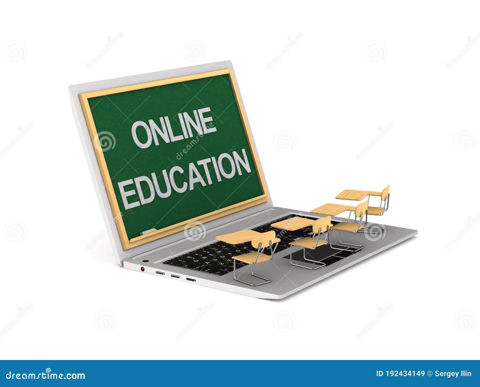 Online Education on White Background. Isolated 3D Illustration Stock ...
