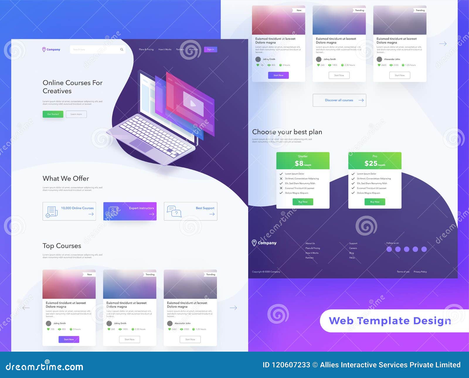 Online Educational Course Based Responsive Landing Page or Hero Stock ...