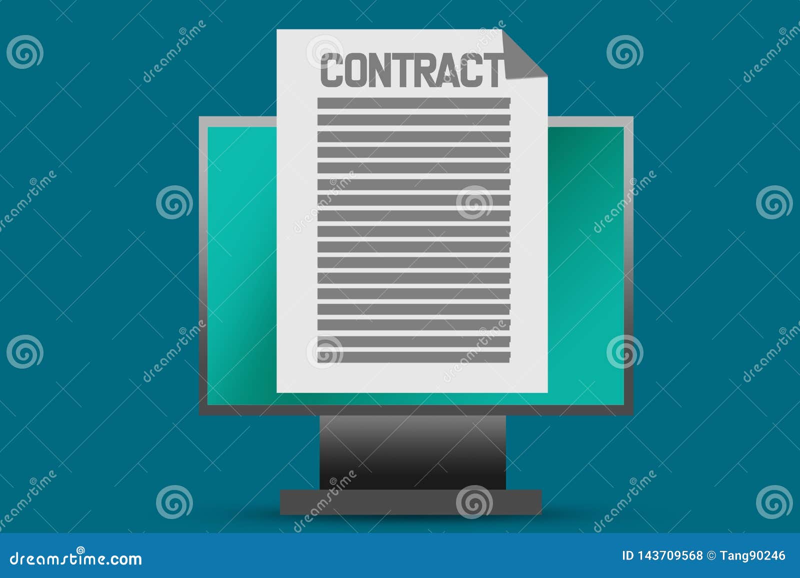Online Electronic Contract Document on Computer Stock Illustration ...