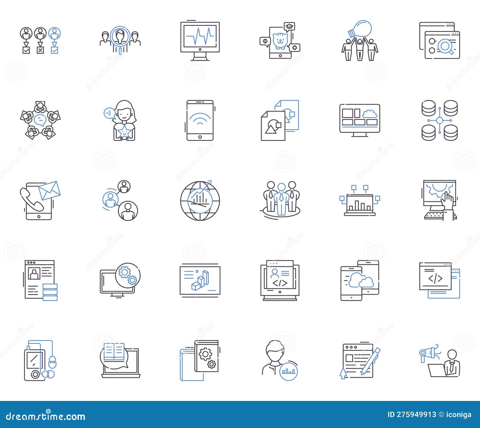 Online Engagement Line Icons Collection. Interaction, Participation ...