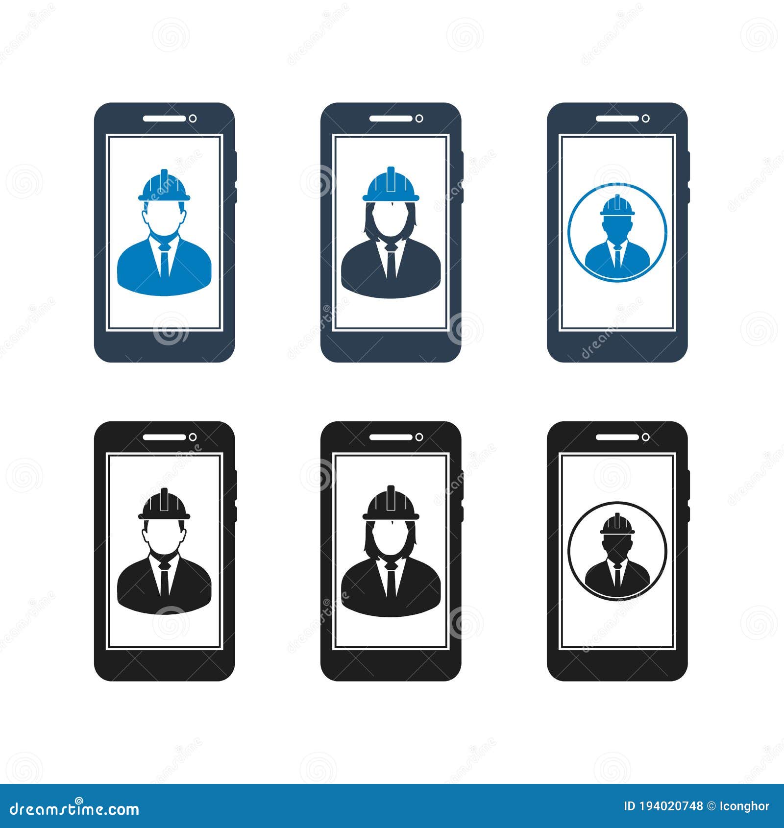 Online Engineering Service Icon Set. Stock Vector - Illustration of ...