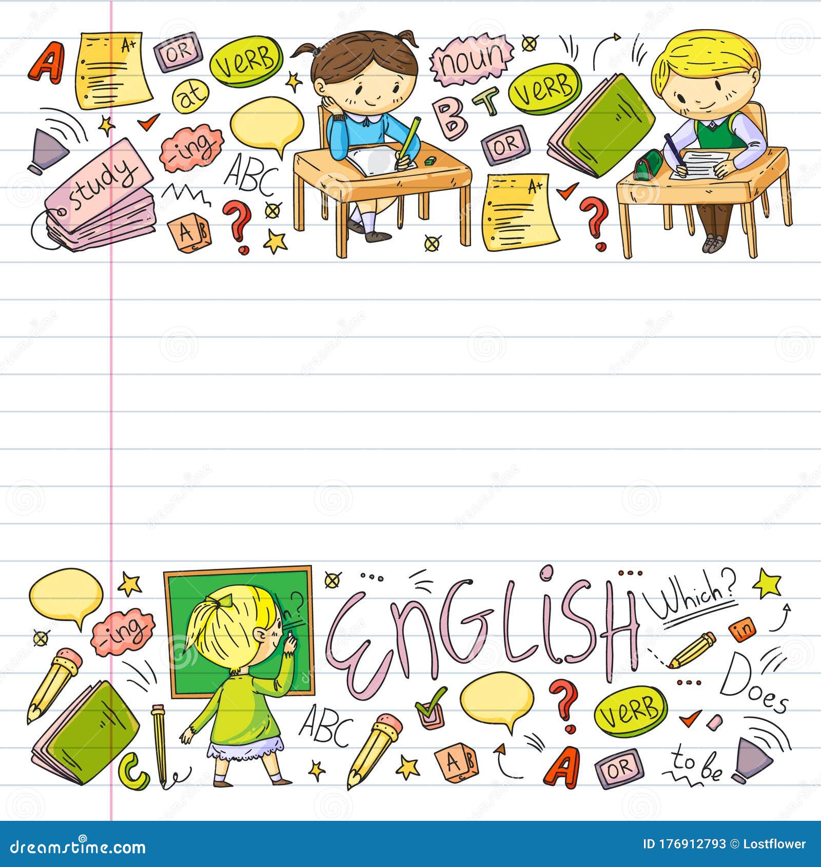 Online English School for Children. Learn Language. Education Vector ... Online English School for Children. Learn Language. Education Vector ...