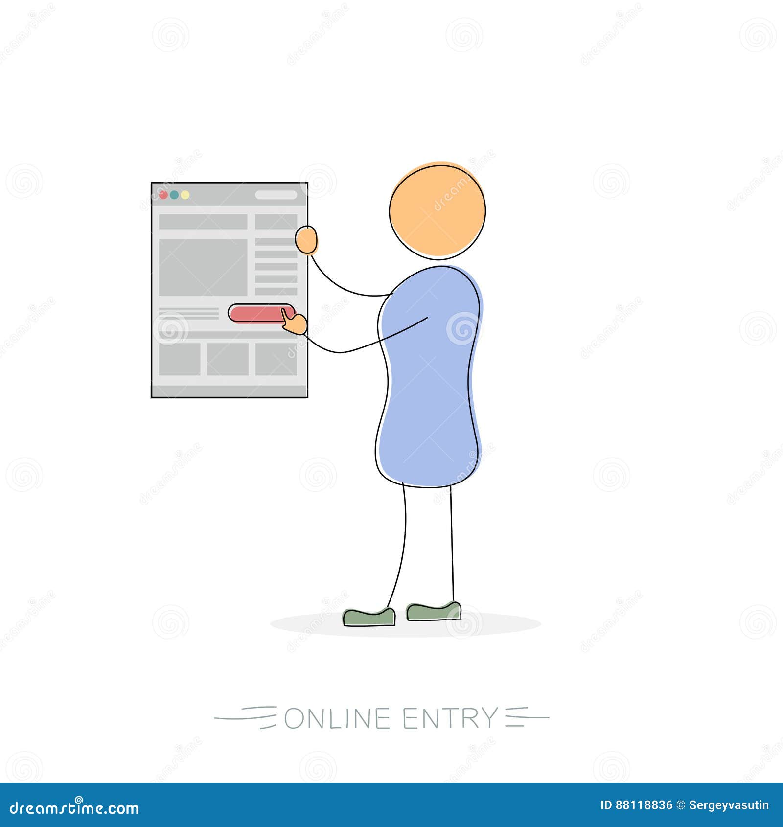 Online entry - drawing man stock illustration. Illustration of girl ...