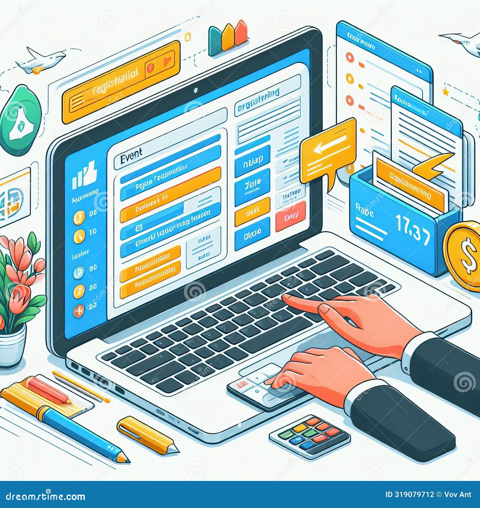 Online Event Registration Interface with Event Details, Registr Stock ...