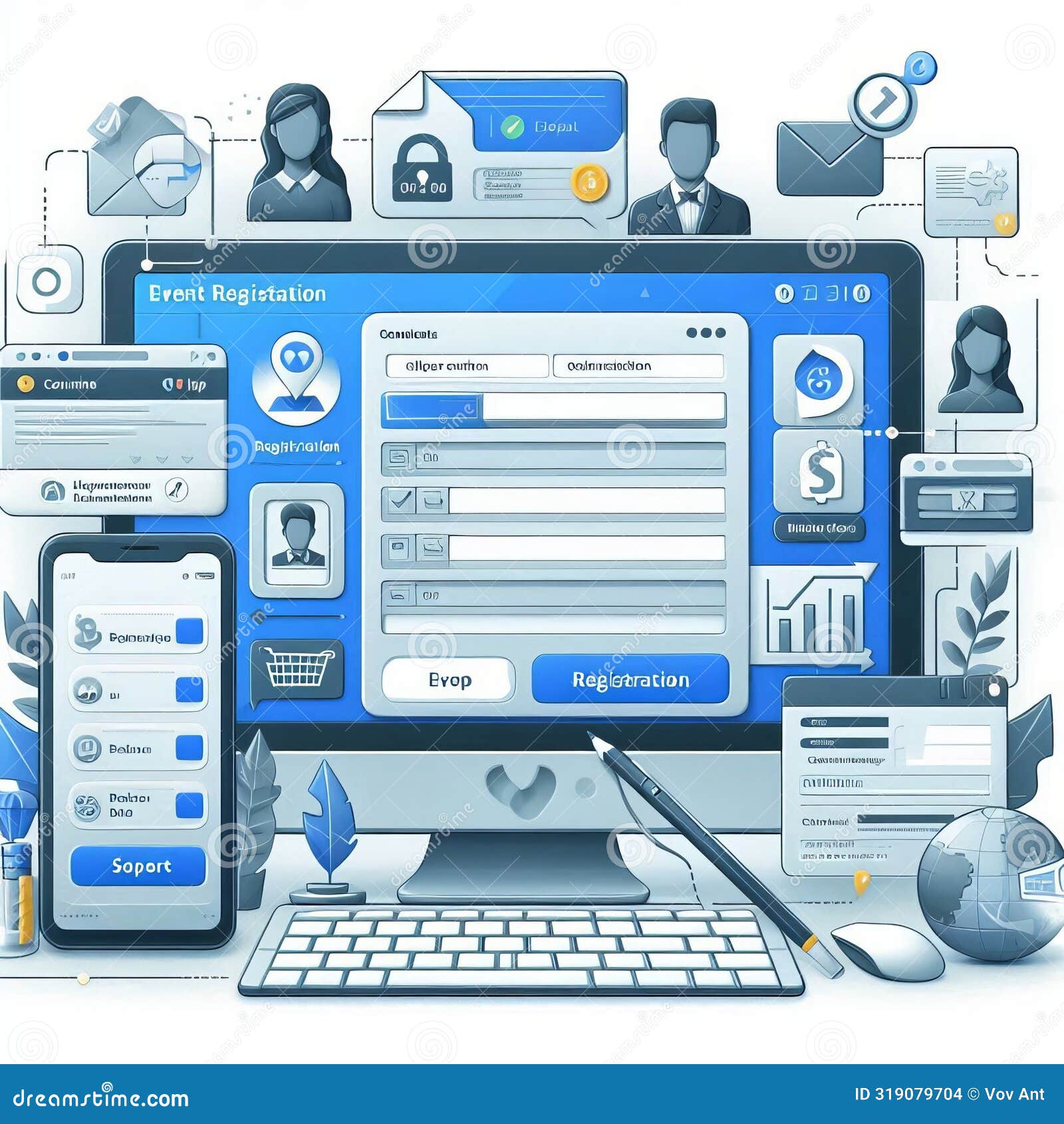 Online Event Registration Interface with Event Details, Registr Stock ...