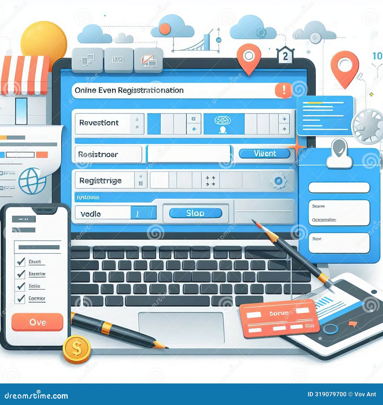 Online Event Registration Interface with Event Details, Registr Stock ...