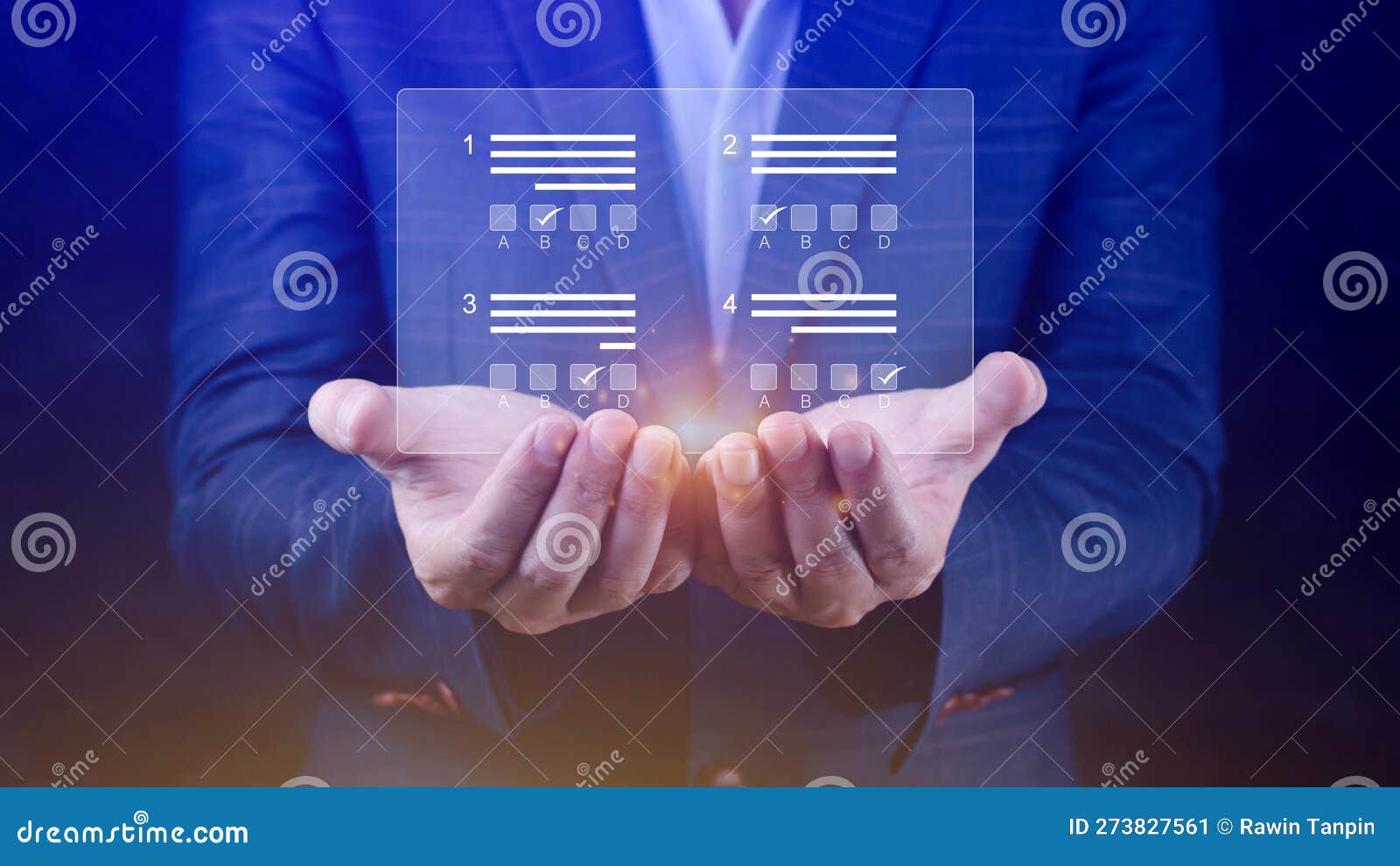 Online Exam Concept, Choose Correct Answer in Test. Checklist and ...