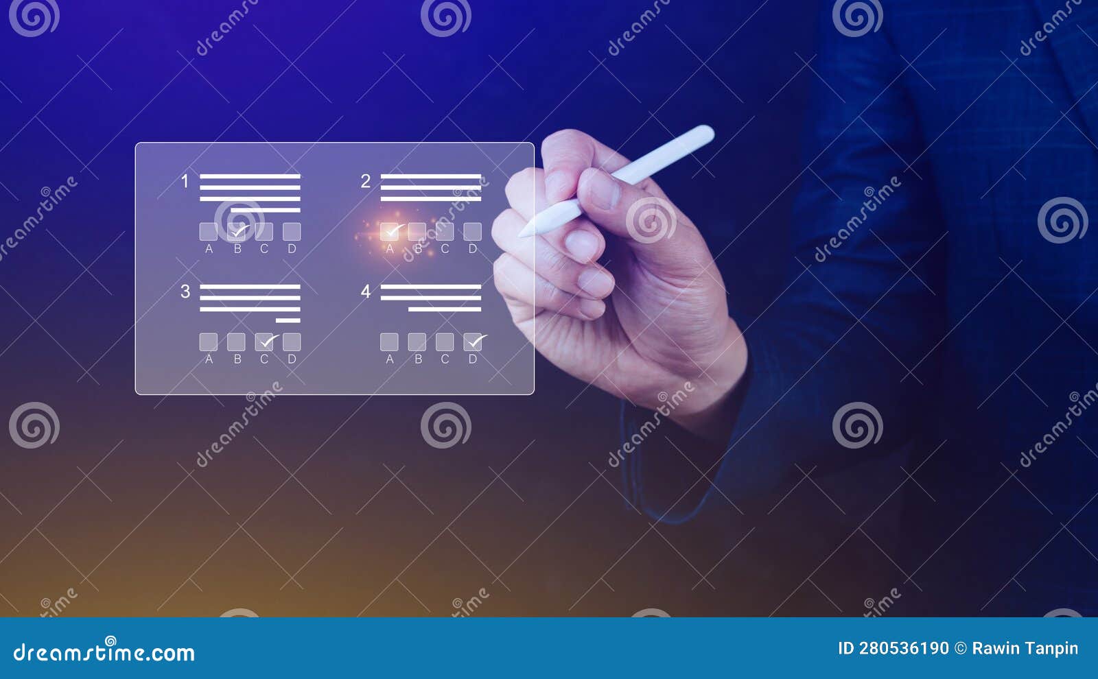 Online Exam Concept, Choose Correct Answer in Test. Checklist and ...