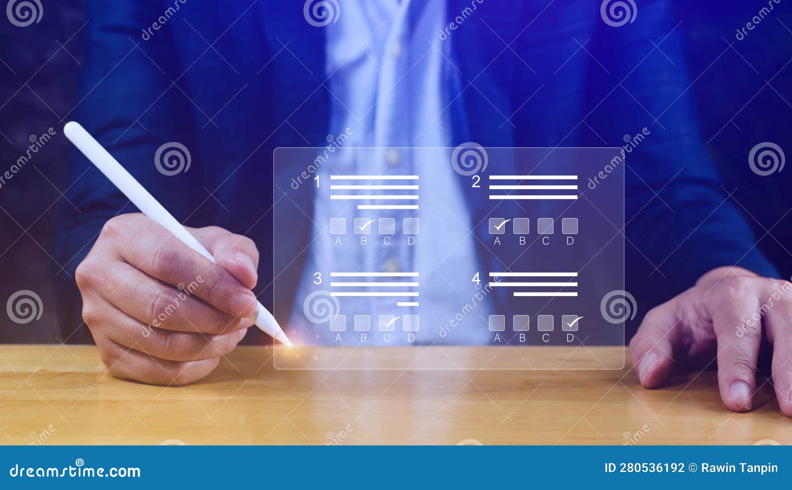 Online Exam Concept, Choose Correct Answer in Test. Checklist and ...