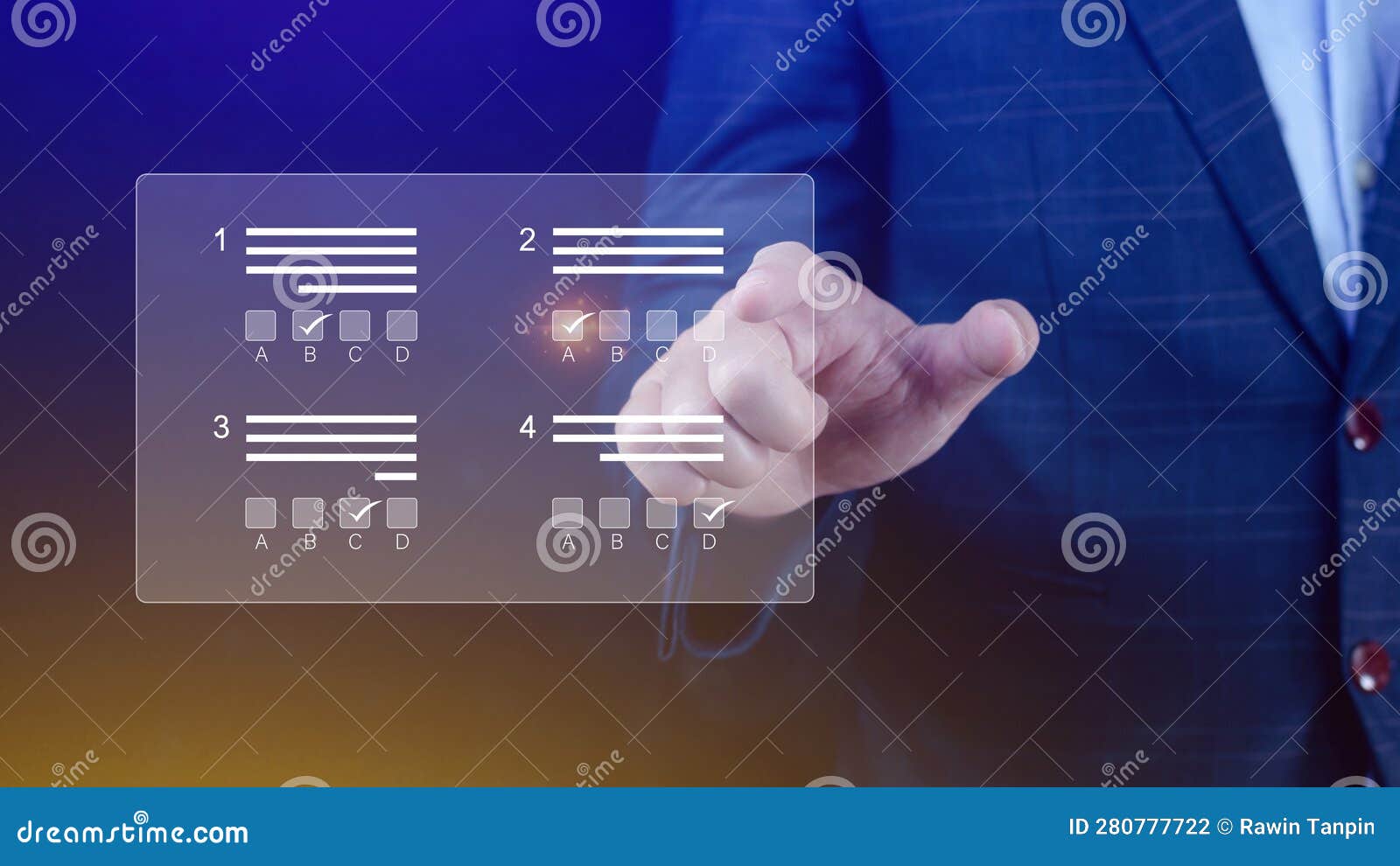 Online Exam Concept, Choose Correct Answer in Test. Checklist and ...