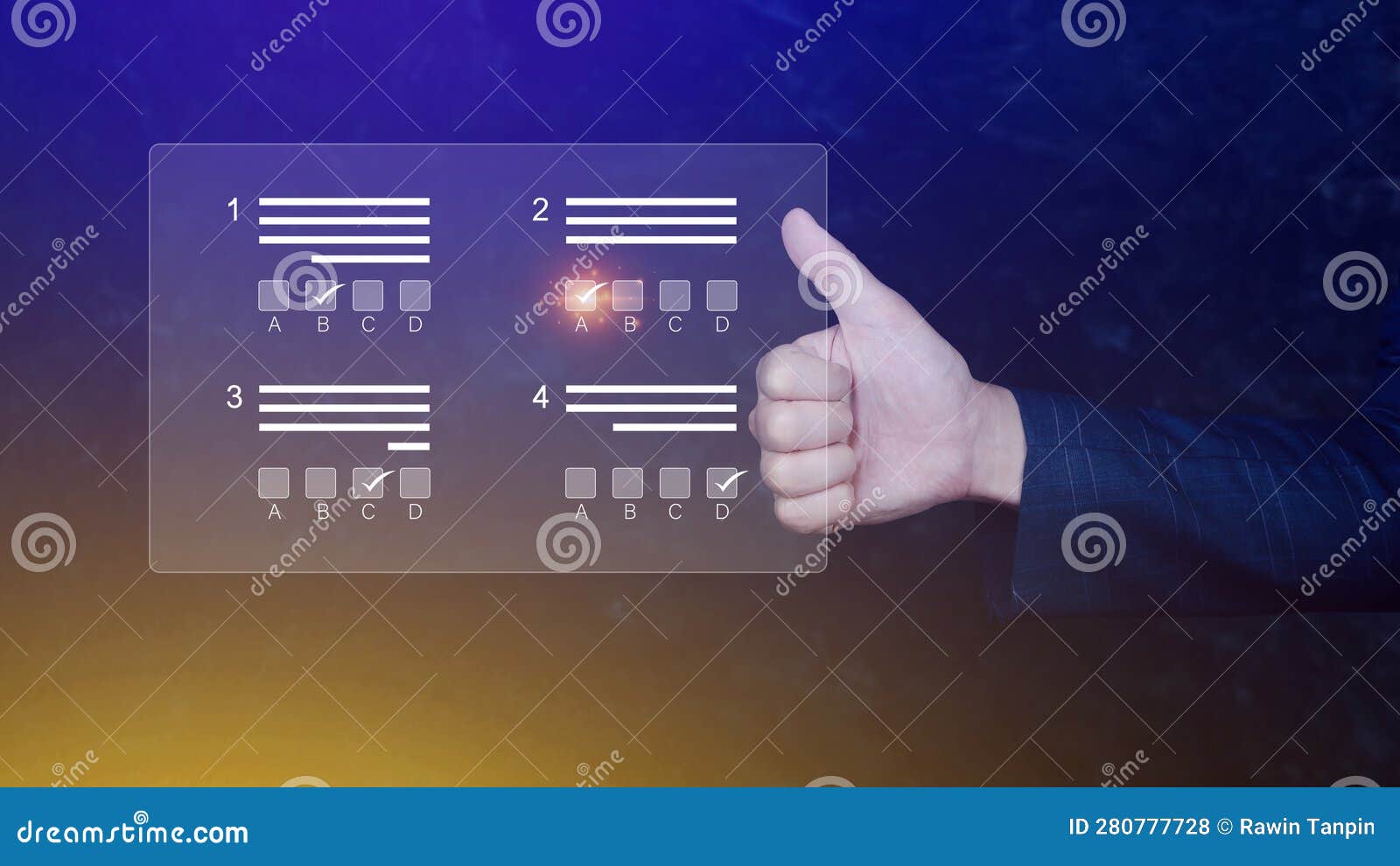 Online Exam Concept, Choose Correct Answer in Test. Checklist and ...