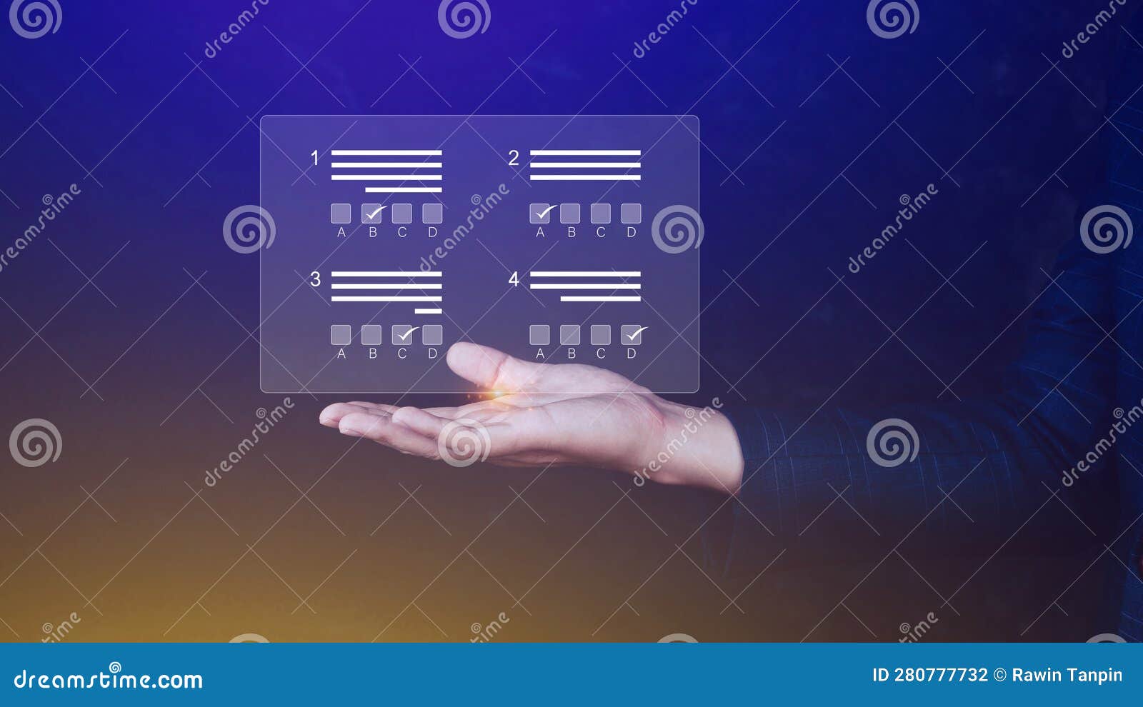 Online Exam Concept, Choose Correct Answer in Test. Checklist and ...