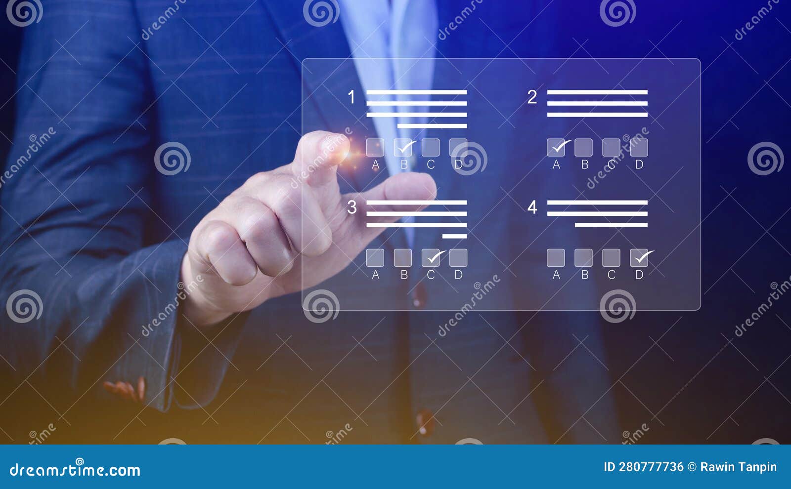 Online Exam Concept, Choose Correct Answer in Test. Checklist and ...