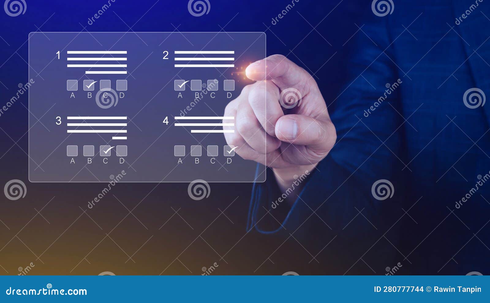 Online Exam Concept, Choose Correct Answer in Test. Checklist and ...