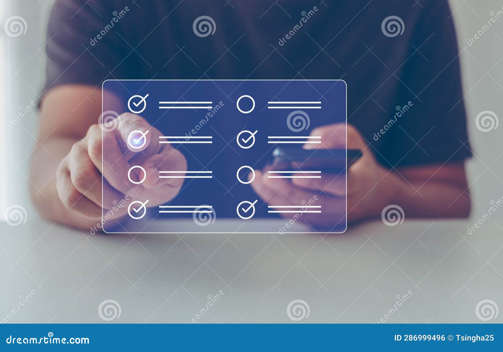 Online Exam Concept, Choose Correct Answer in Test. Checklist and ...