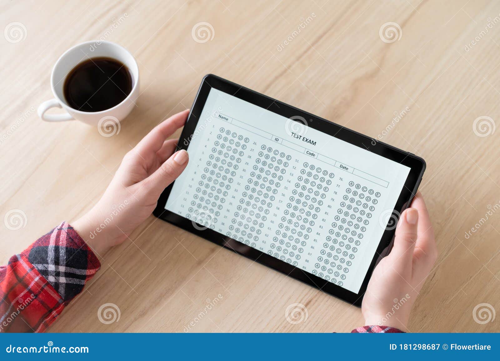 Online Exam. Girl Student Testing Exercise. Examination Test on the ...