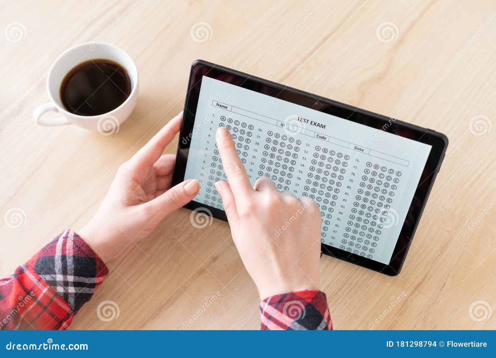 Online Exam. Girl Student Testing Exercise. Examination Test on the ...